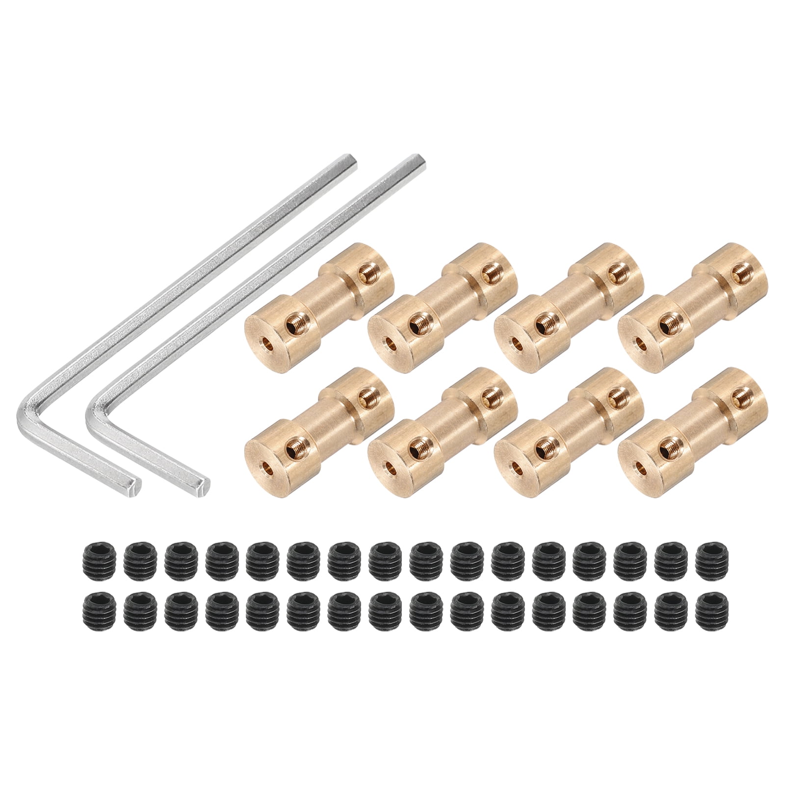 Uxcell 2mm to 2mm Bore Rigid Coupling 20mm x 9mm M3 Brass Shaft Copper ...