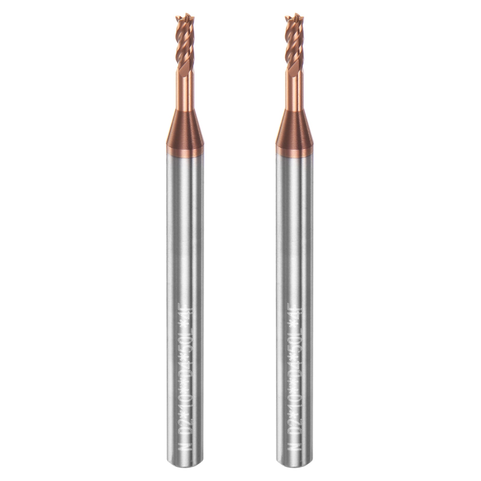 Uxcell 2mm x 10mm x 4mm x 50mm Solid Carbide 4 Flute Square End Mill ...