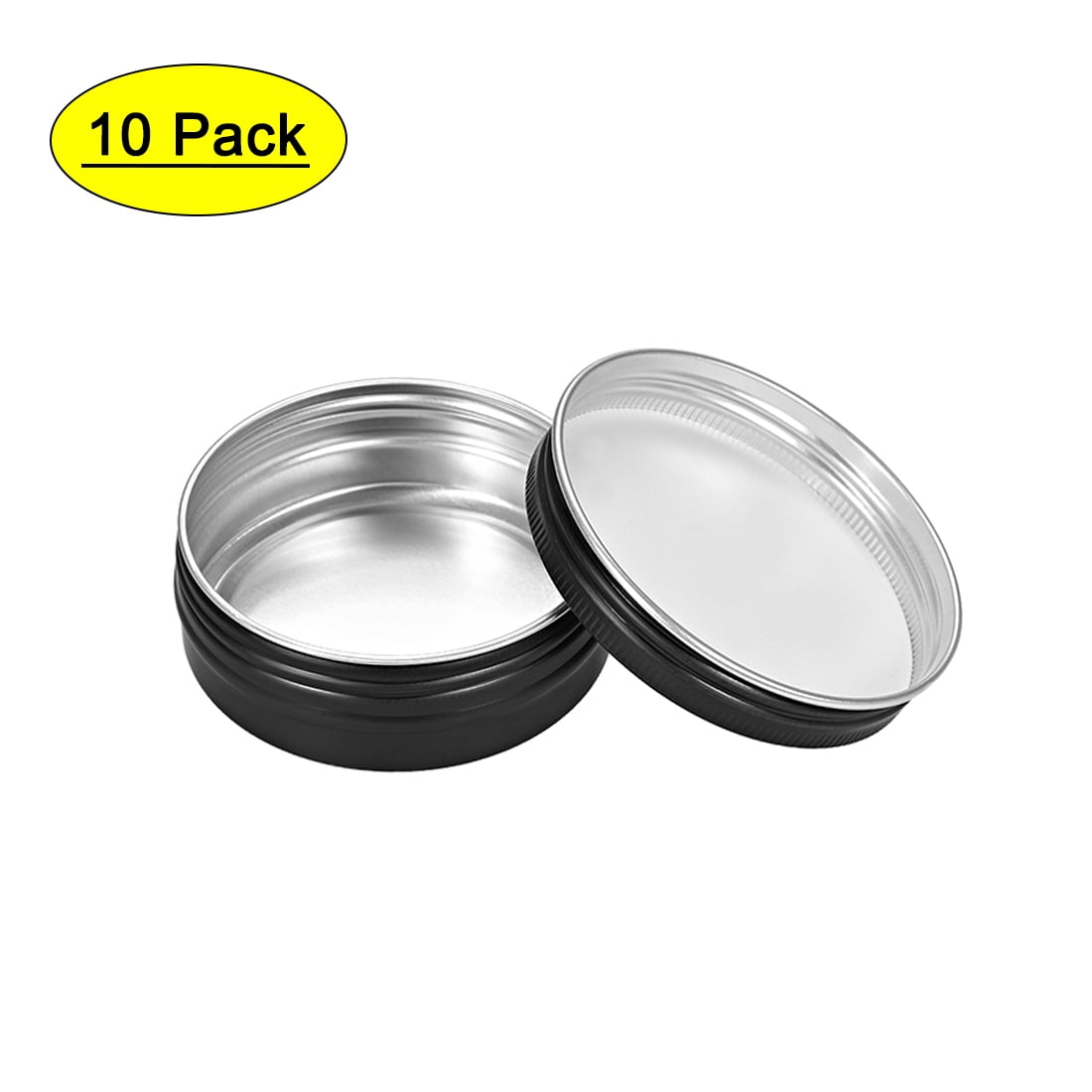 Uxcell 2oz Screw Top Lid Round Cans Tin Containers Black Aluminum 10 ...