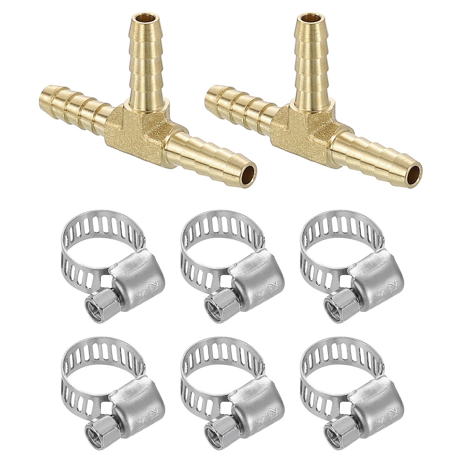 Uxcell 2pack Brass Tee Barb Fittings, 3-Ways Tee 3/16" x 3/16" x 3/16 ...