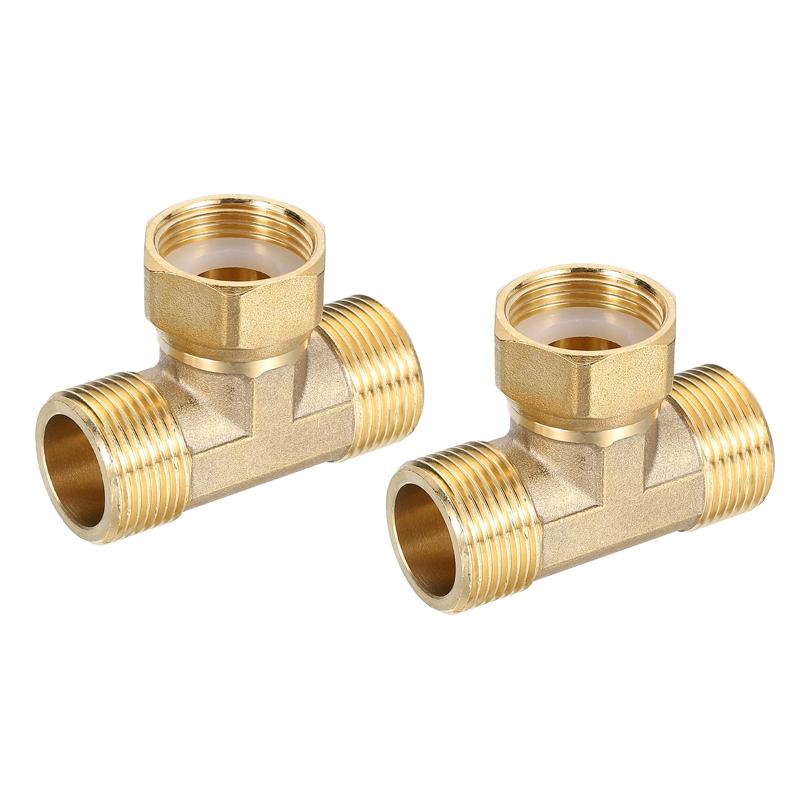 Uxcell 2pack Brass Tee Swivel Pipe Fitting, 3/4" Male x Female x Male 3 ...