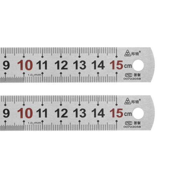Uxcell 2pack Stainless Steel Ruler, 6" Metal Rulers 0.75" Wide Inch and ...