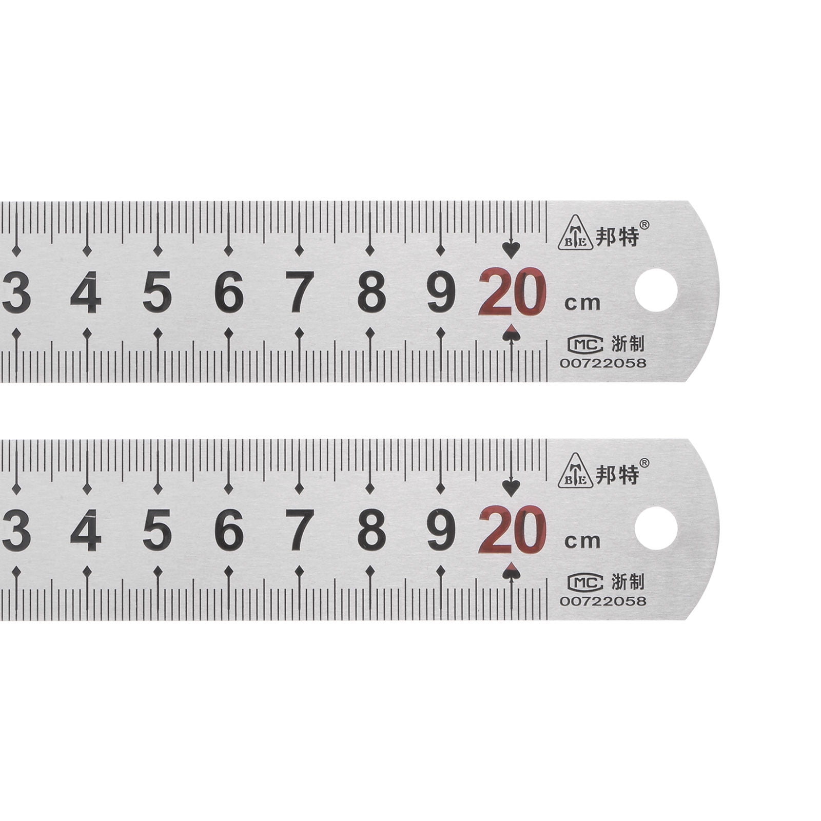 Uxcell 2pack Stainless Steel Ruler, 8" Metal Rulers 1" Wide Inch and ...