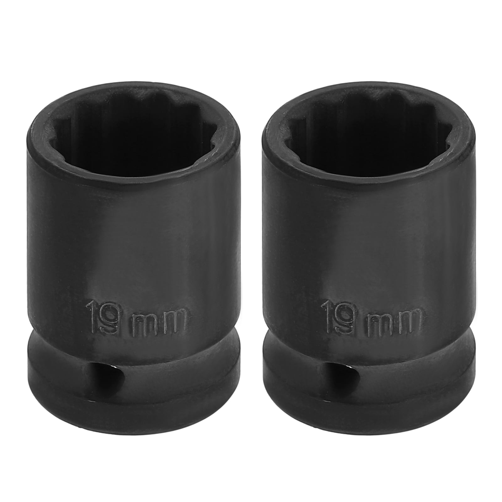 Uxcell 2pcs 1/2" Drive 12 Points Socket 19mm Metric CR-V Steel Shallow ...