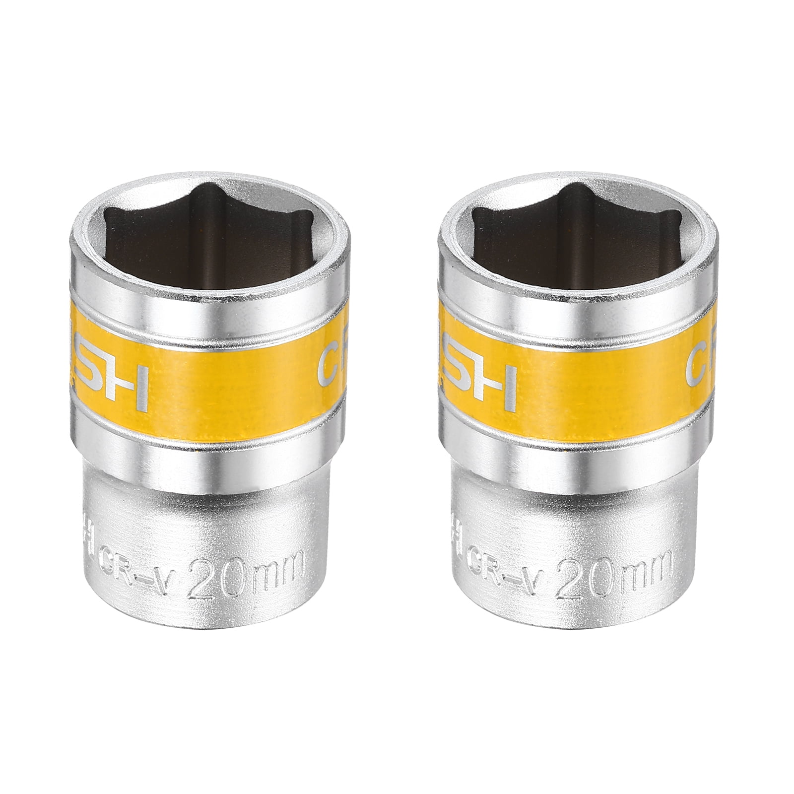 Uxcell 2pcs 1/2" Drive 6 Points Socket 20mm CR-V Metric Shallow Impact ...