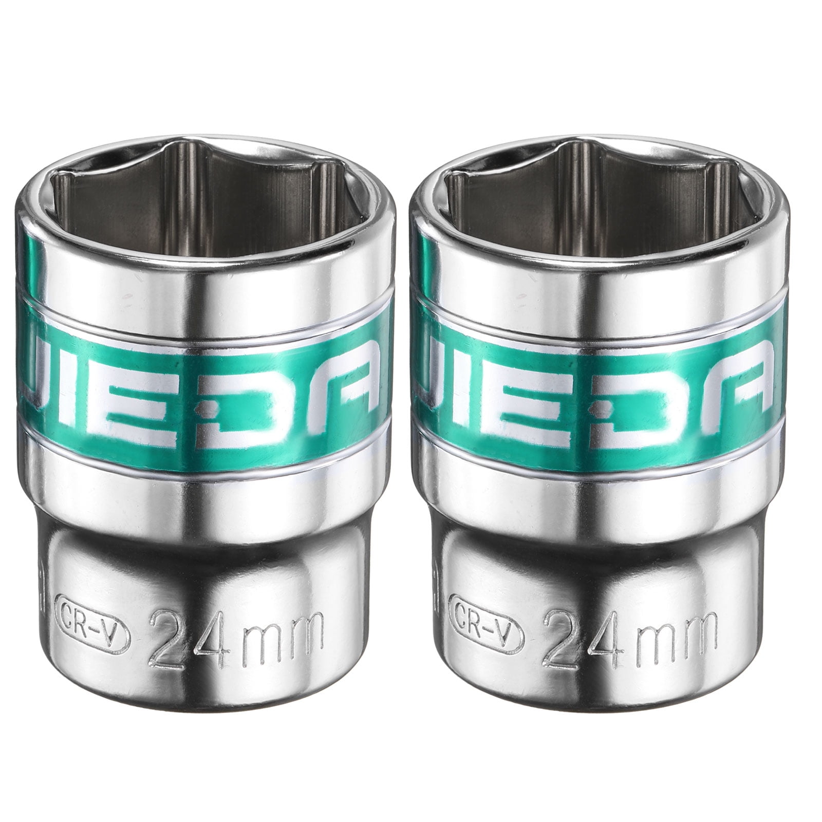 Uxcell 2pcs 1/2" Drive 6 Points Socket 24mm CR-V Metric Shallow Socket ...