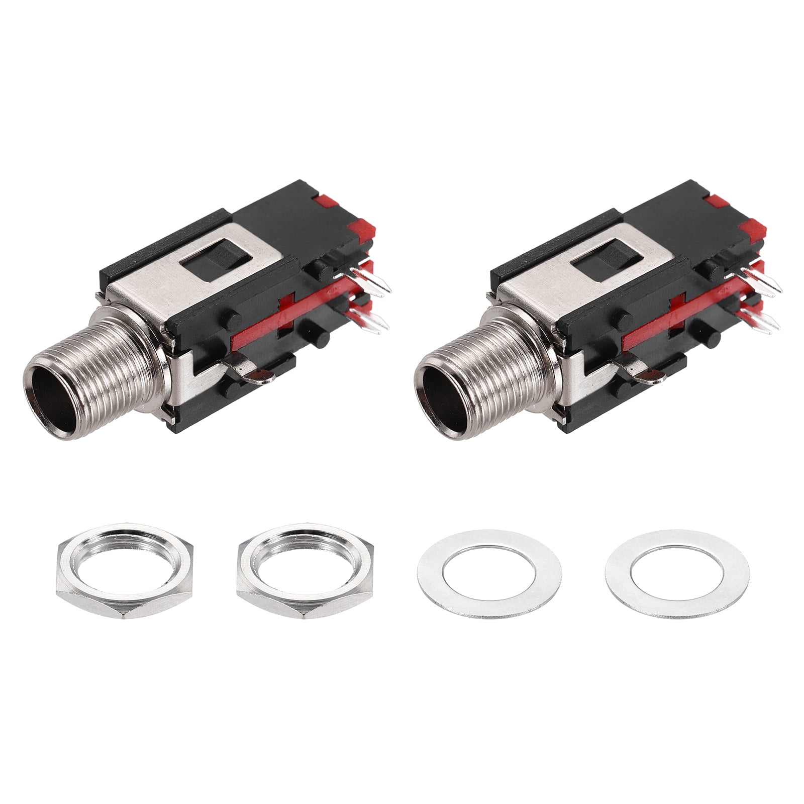 Uxcell 2pcs 1/4" 6.35mm Stereo Audio Jack, 50V 3 Pin Female PCB Mount ...