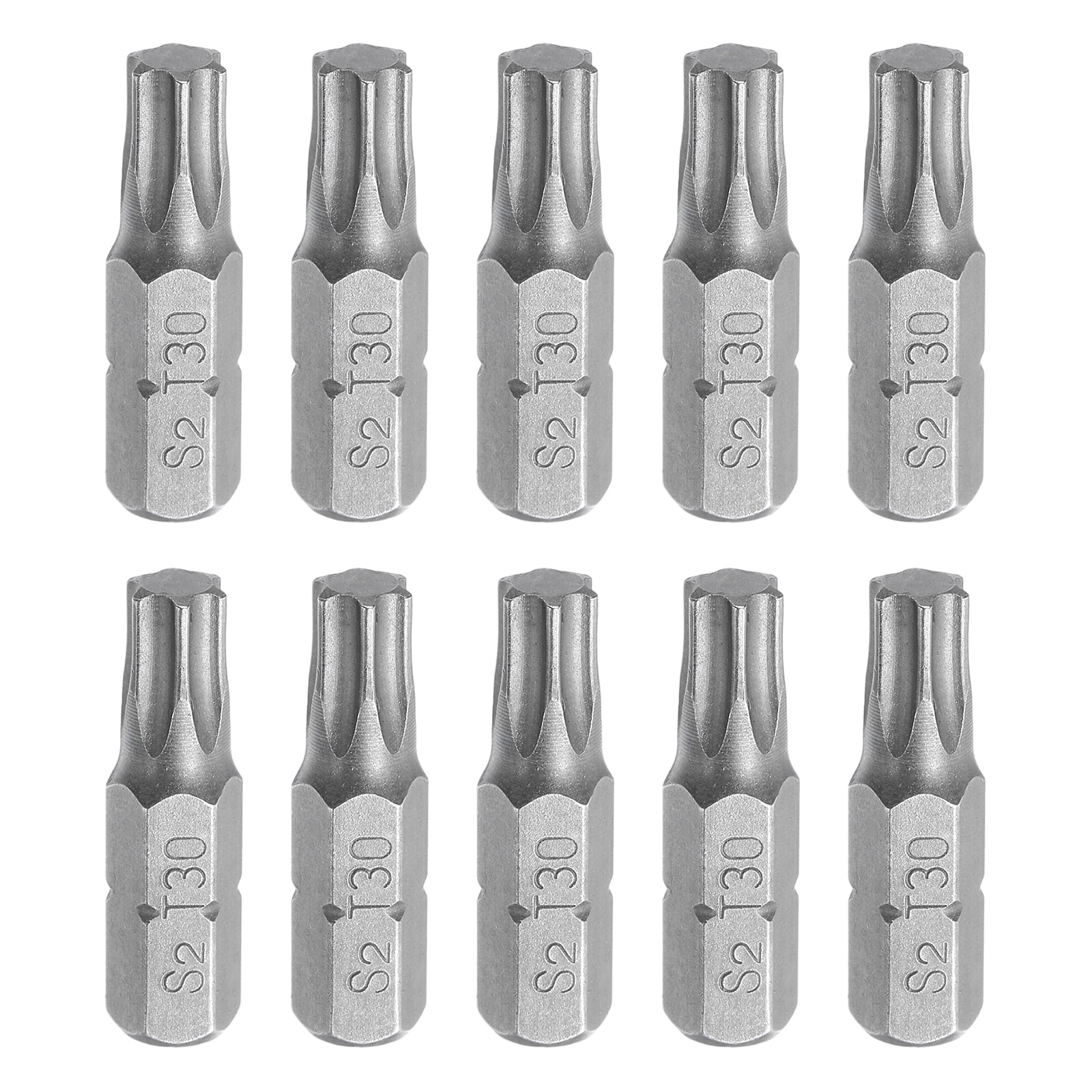 Uxcell 10pcs 1/4" Hex Shank T30 Head 1" Length S2 Torx Screwdriver Bit ...