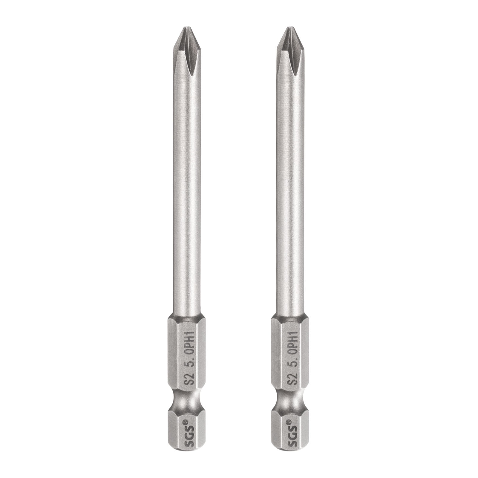 Uxcell 2pcs #1 Phillips Screwdriver Bit PH1 1/4" Hex Shank 3.15" (80mm ...