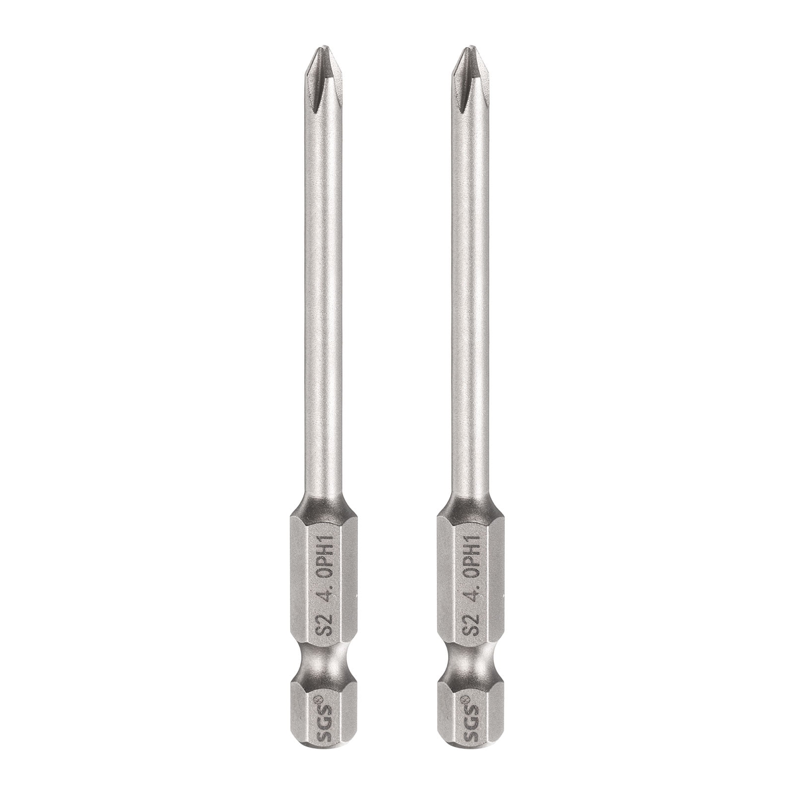 Uxcell 2pcs #1 Phillips Screwdriver Bit PH1 1/4" Hex Shank 3" (75mm) Long 0.16" Rod Magnetic ...