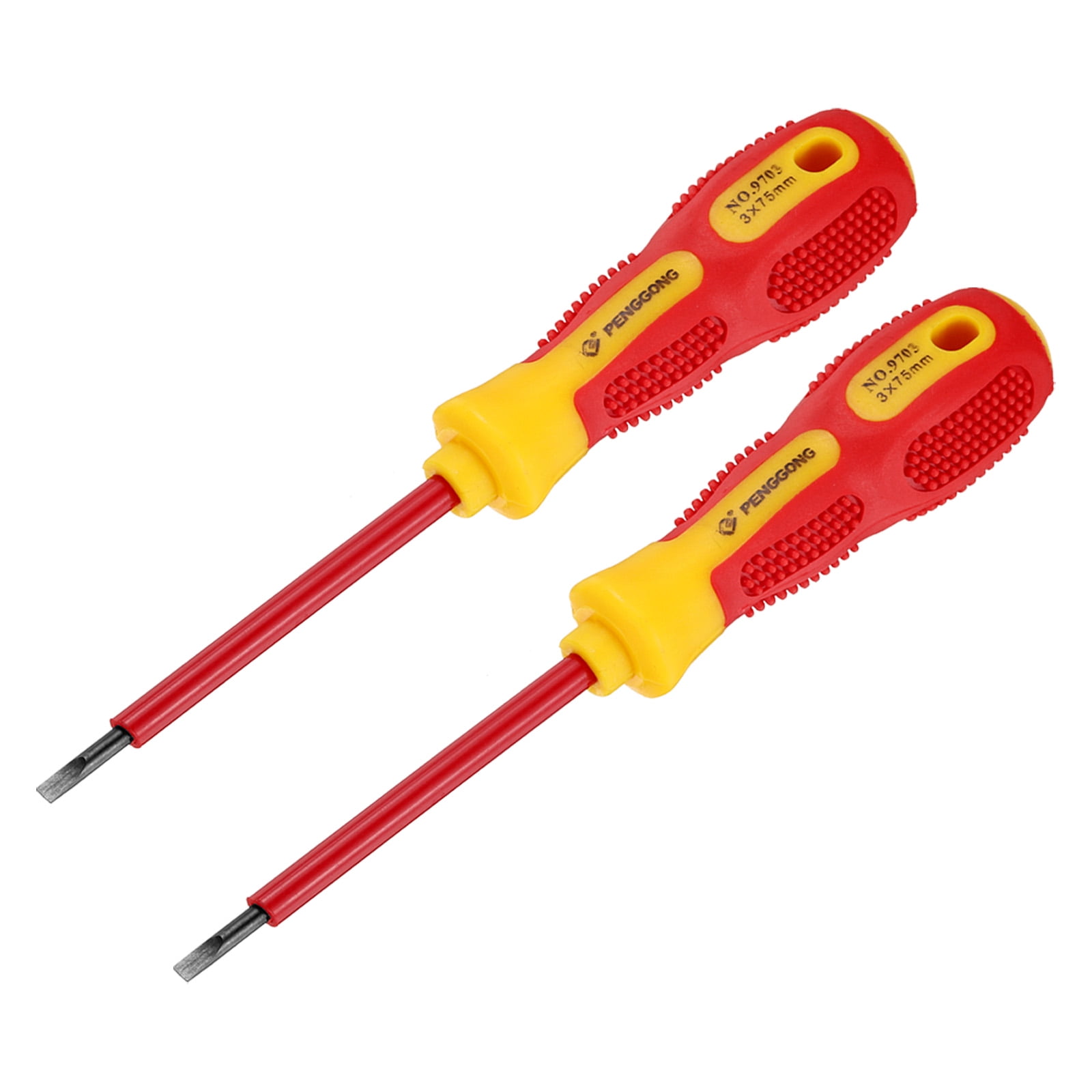 Uxcell 2pcs 1000v Insulated Electrician Screwdriver 3x75mm CR-V ...