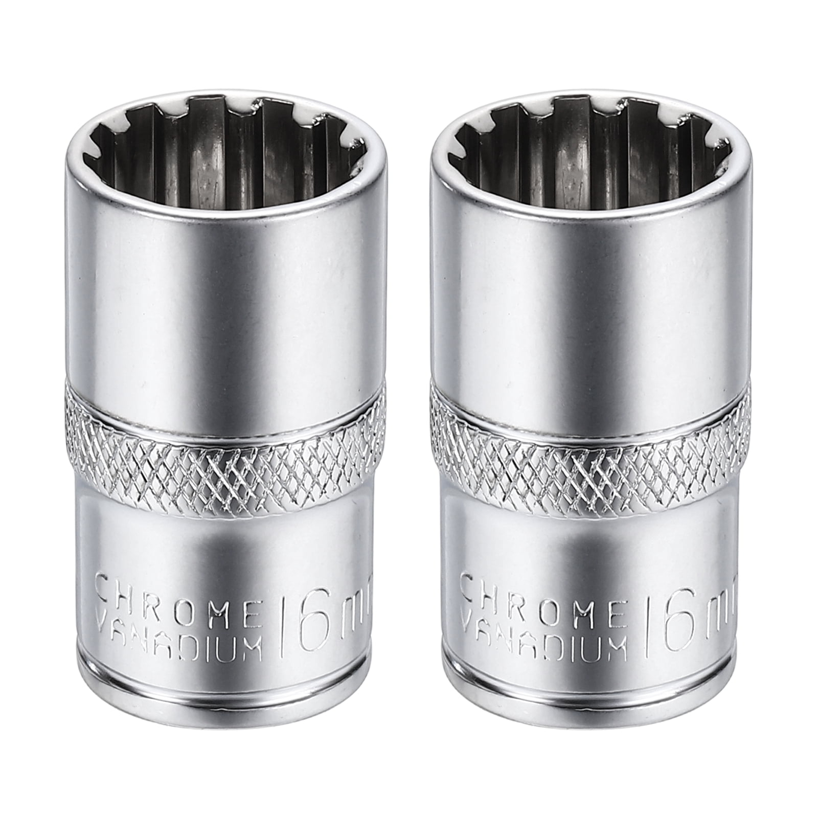 Uxcell 2pcs 12 Points Socket 1/2" Drive 16mm Metric Shallow Socket 1.5 ...