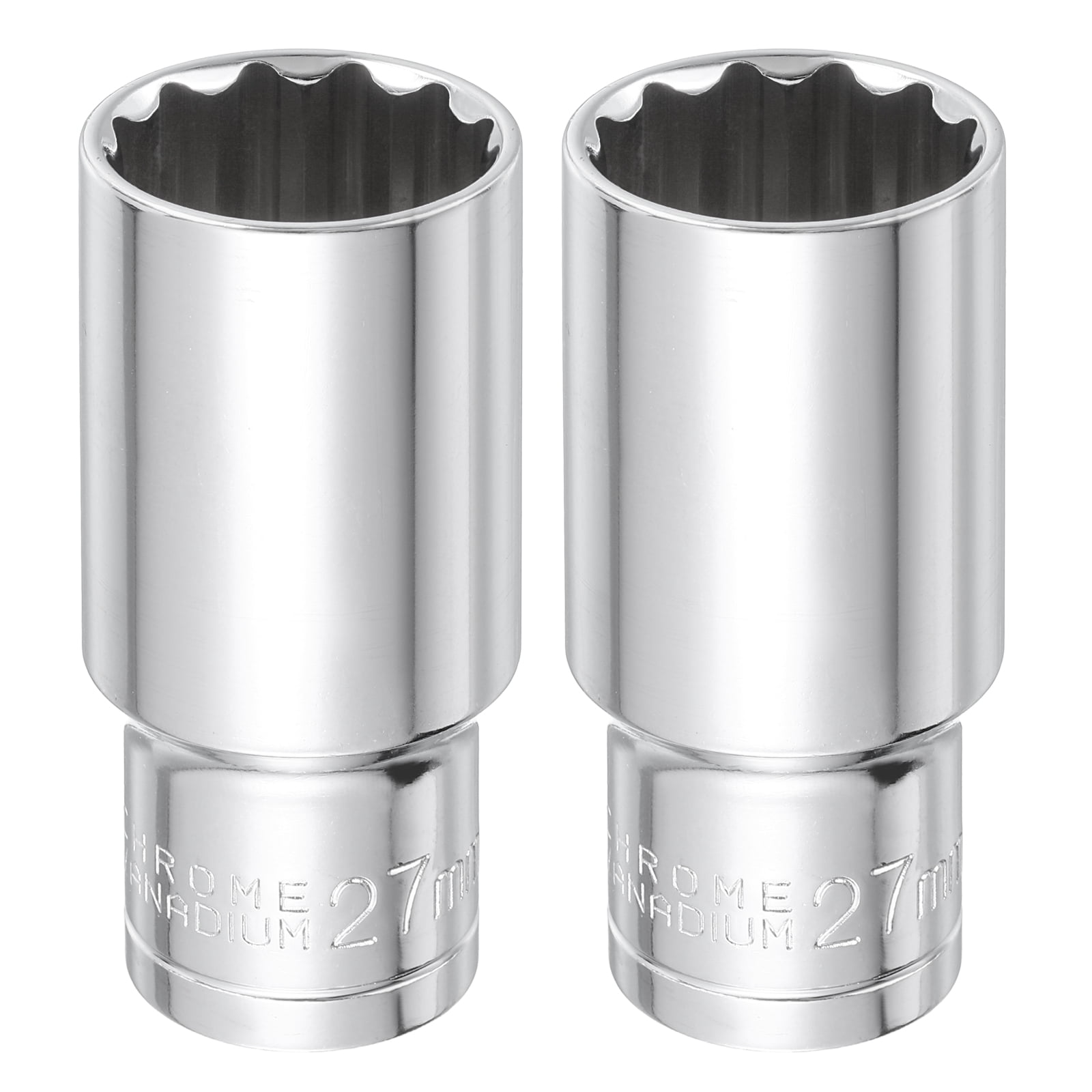 Uxcell 2pcs 12 Points Socket 1/2" Drive 27mm Metric Deep Impact Socket ...