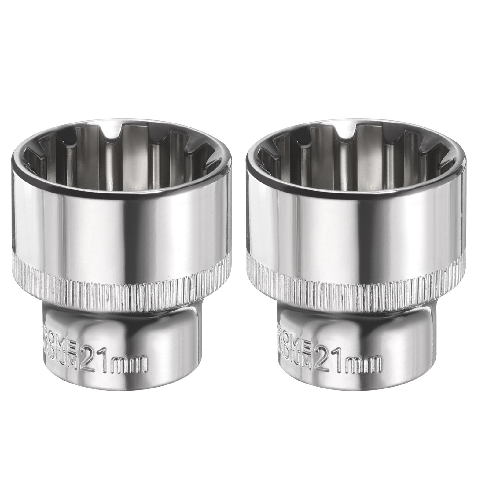 Uxcell 2pcs 12 Points Socket 3/8" Drive 21mm Metric Shallow Impact ...