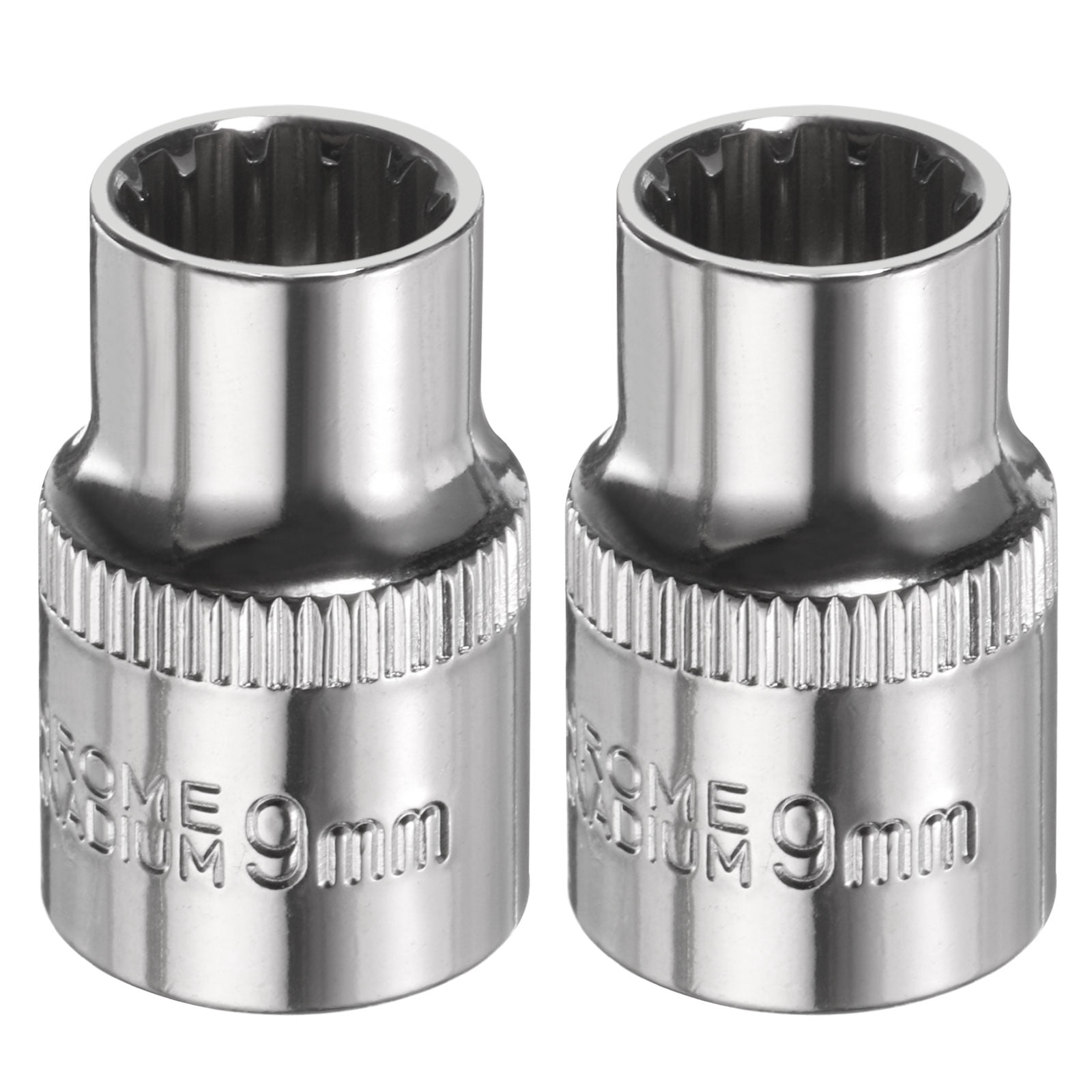 Uxcell 2pcs 12 Points Socket 3/8" Drive 9mm Metric Shallow Impact ...