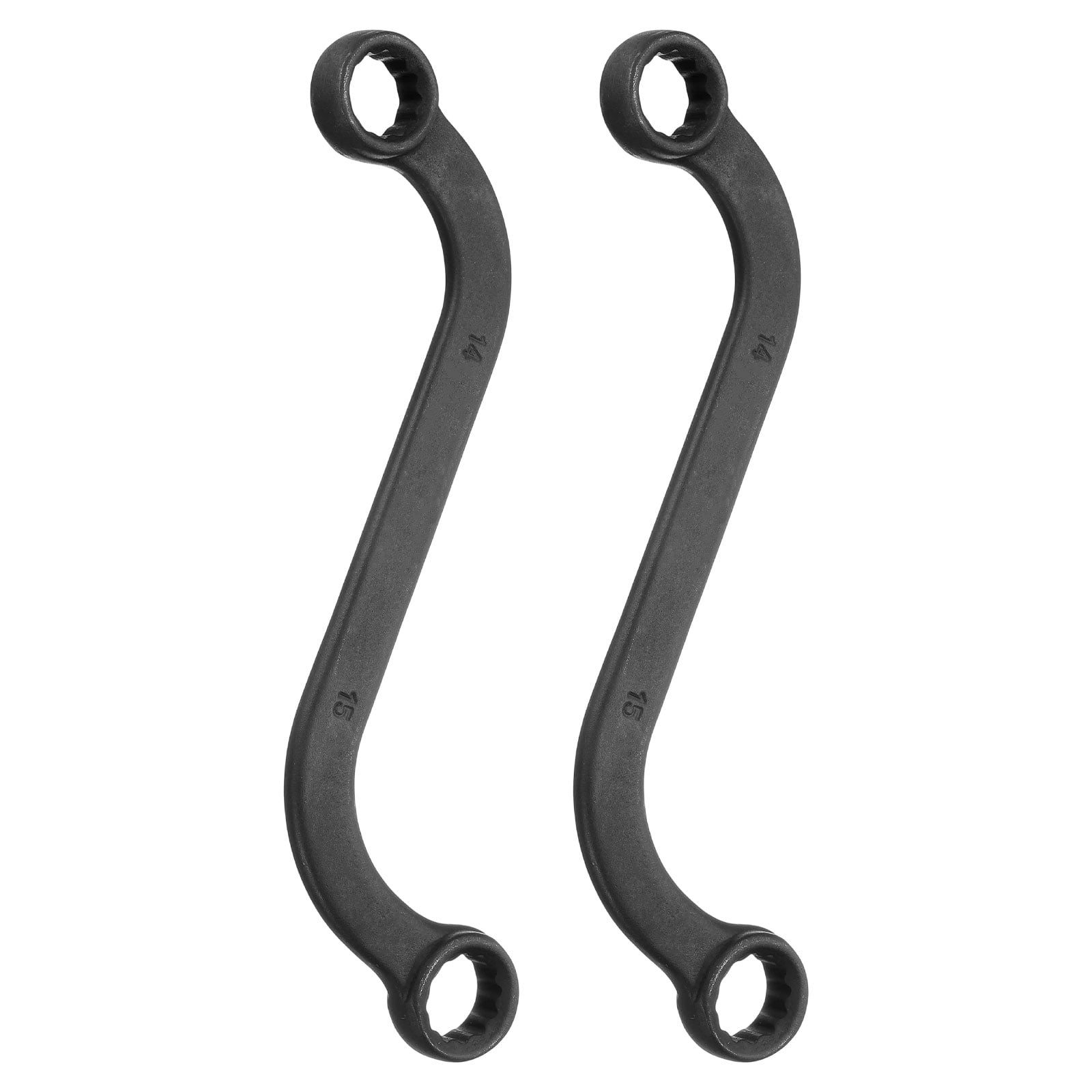 Uxcell 2pcs 14mm x 15mm 12-Point S-Style Box Wrench Double End S-Shaped ...
