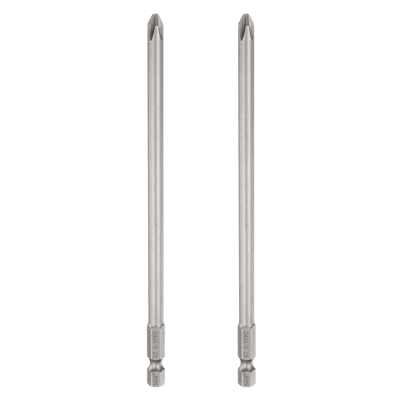 Uxcell 2pcs #2 Phillips Screwdriver Bit PH2 1/4" Hex Shank 6" (150mm ...
