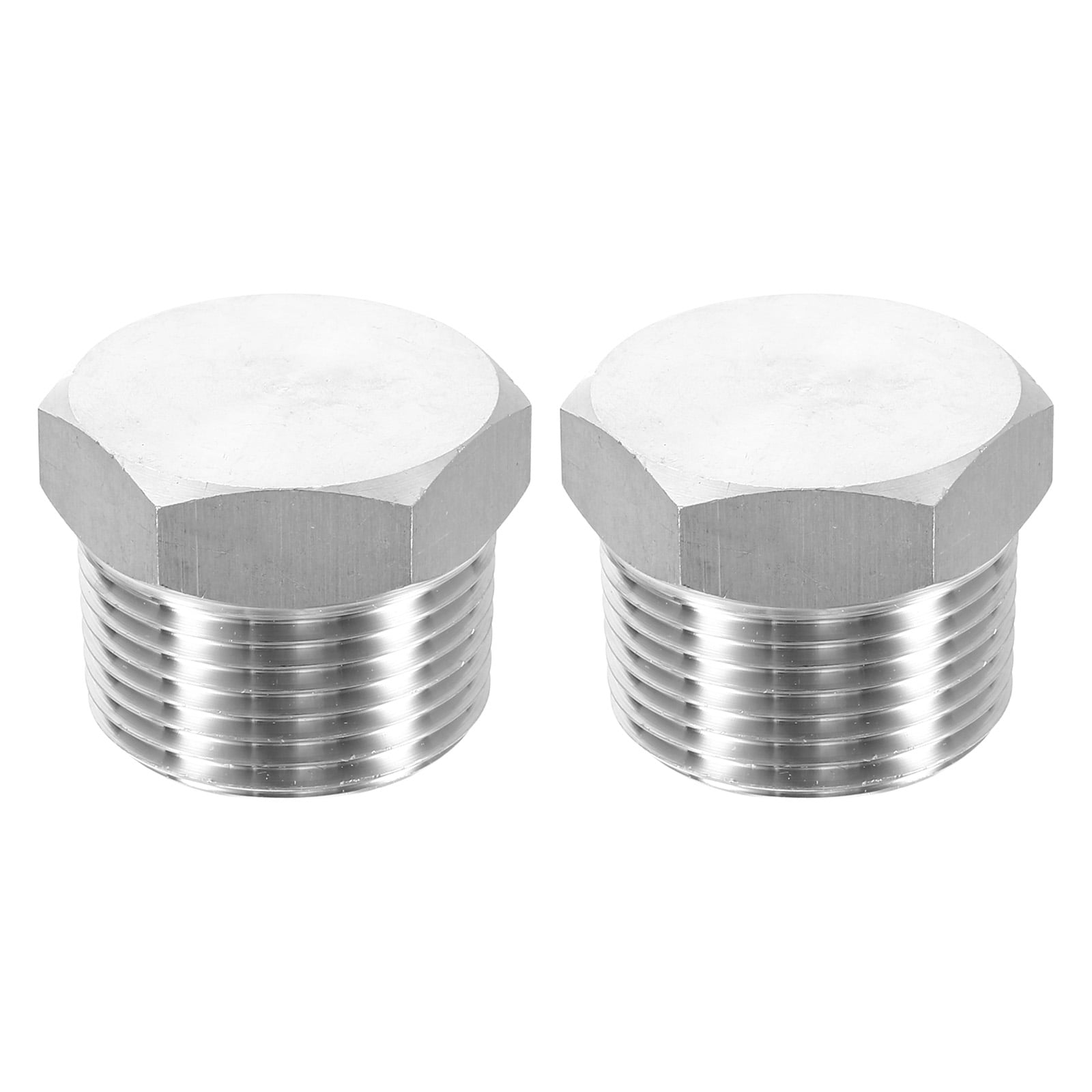 Uxcell 2pcs 304 Stainless Steel Pipe Plug Fitting 1" NPT Male Thread Outer Hex Head Cap ...