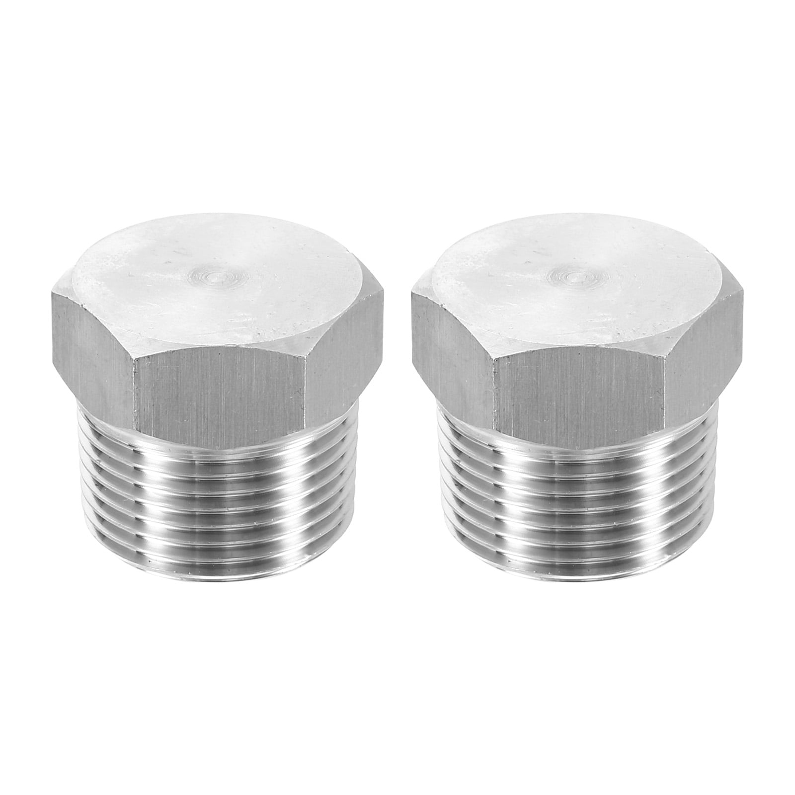 Uxcell 2pcs 304 Stainless Steel Pipe Plug Fitting 3/4" NPT Male Thread Outer Hex Head Cap ...