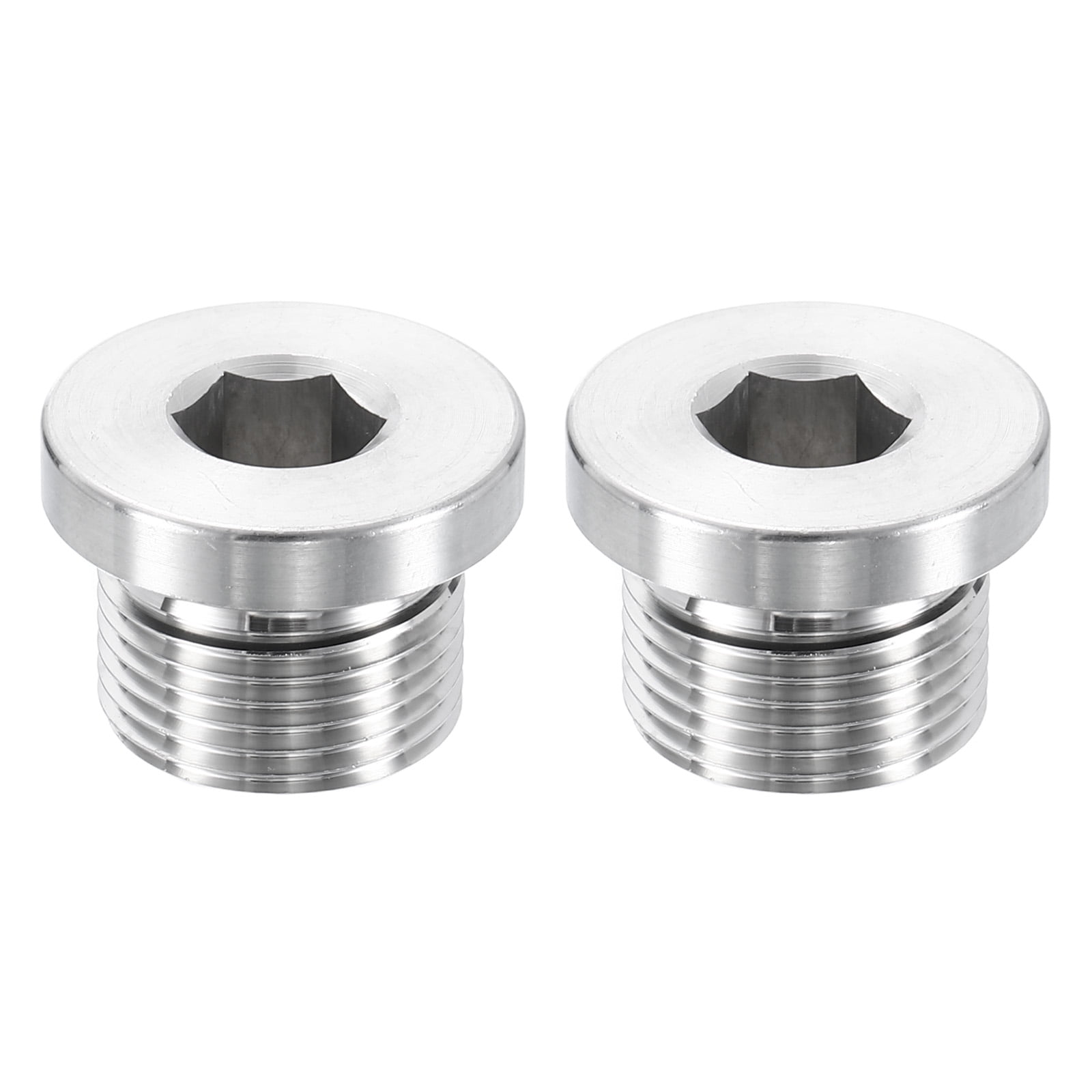 Uxcell 2pcs 304 Stainless Steel Pipe Plug Fitting M20x1.5 Metric Male Thread Inner Hex Head Cap ...