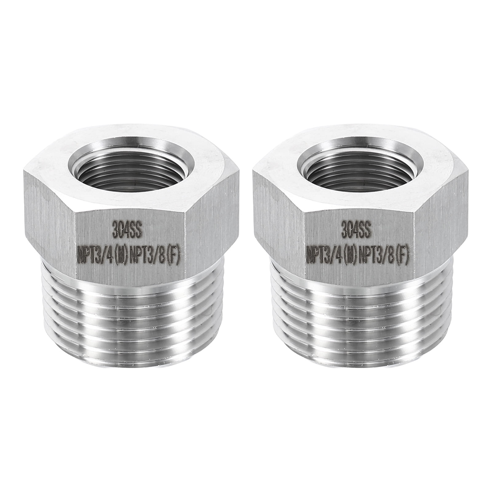 Uxcell 2pcs 304 Stainless Steel Reducer Bushing 3/4" NPT Male x 3/8 ...