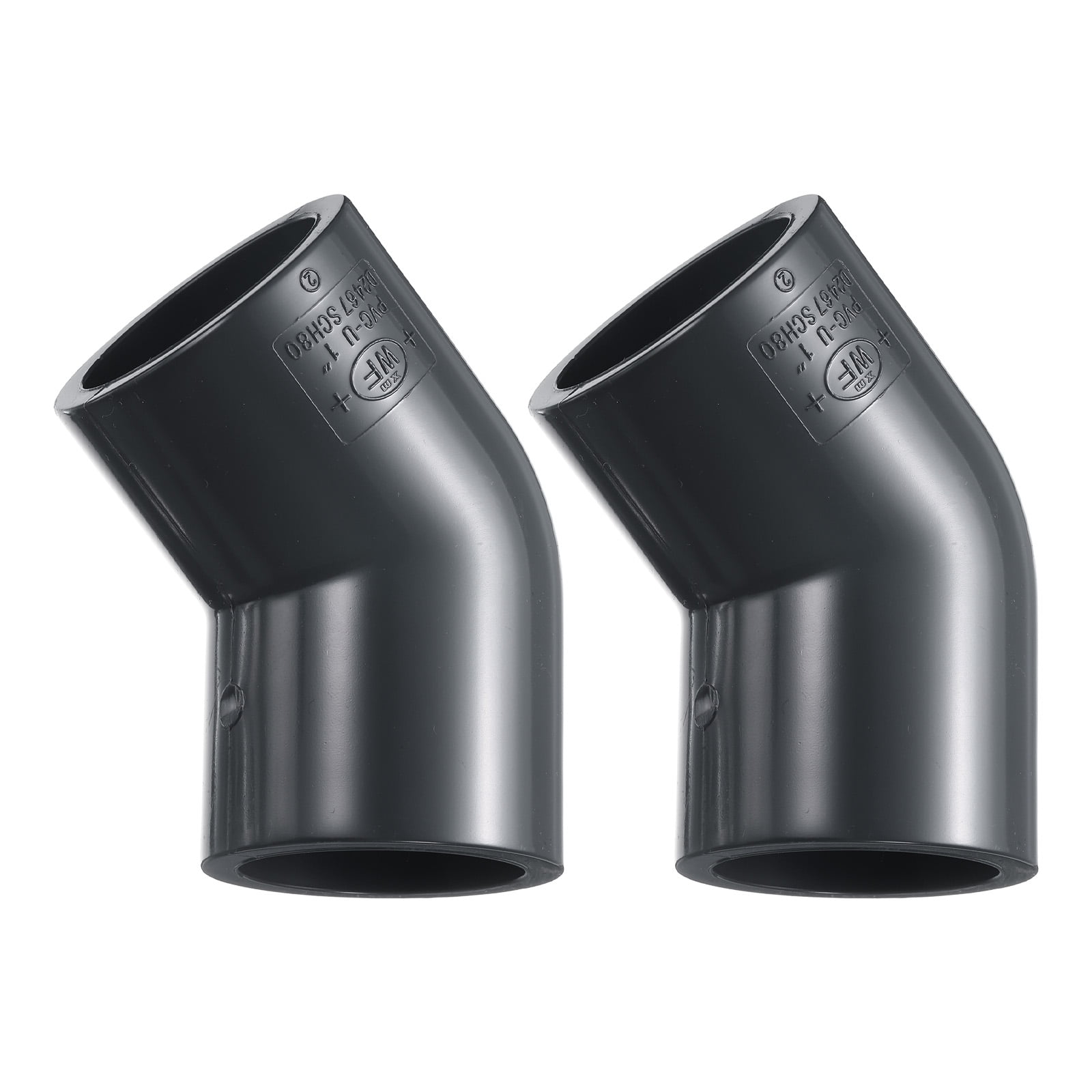 Uxcell 2pcs 45 Degree Elbow PVC Pipe Fitting 1" 2 Way Furniture Grade ...