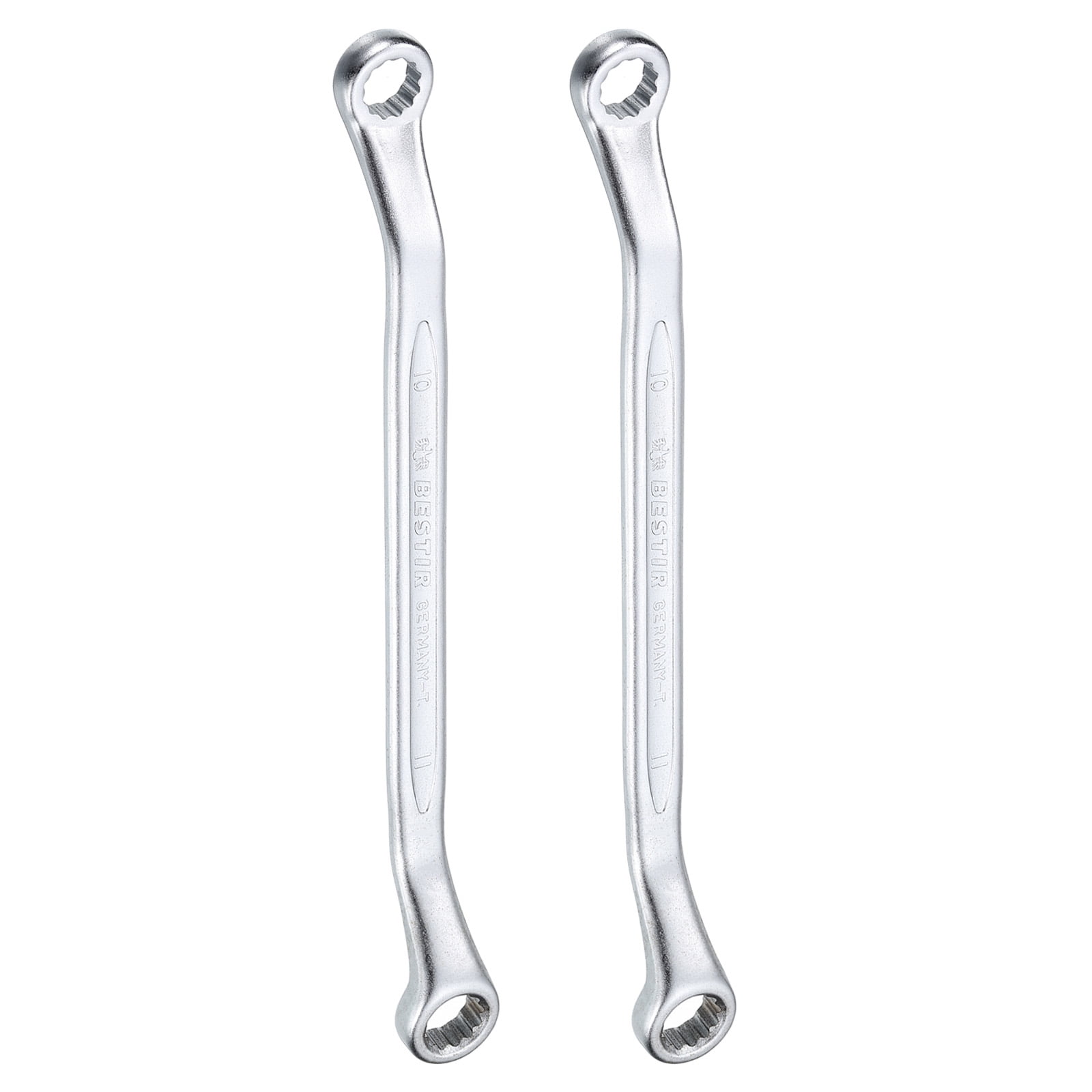 Uxcell 2pcs 45-Degree Offset Box End Wrench 10mm x 11mm 12 Point Metric ...