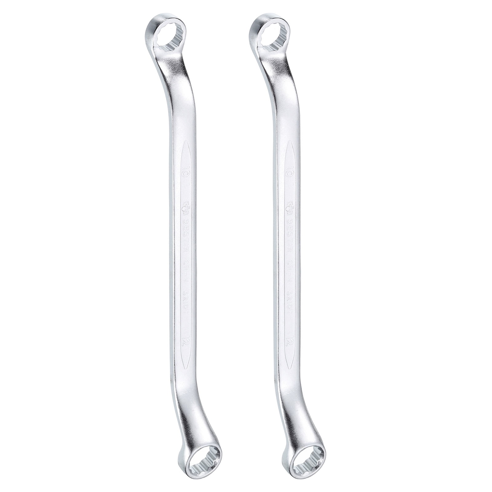 Uxcell 2pcs 45-Degree Offset Box End Wrench 10mm x 12mm 12 Point Metric ...