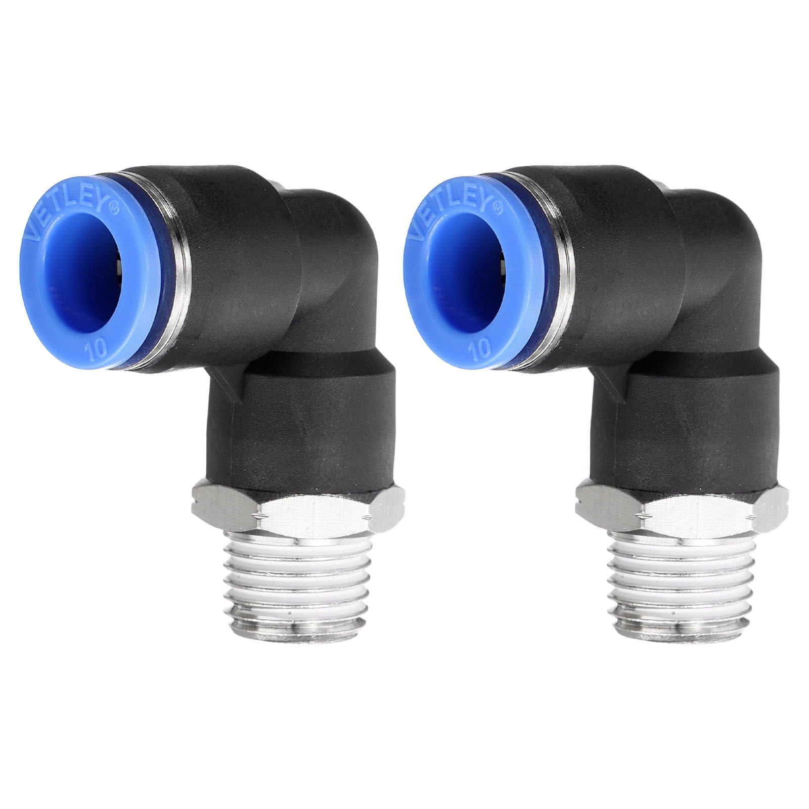 Uxcell 2pcs 90 Push to Connect Fittings 10mm ID x 1/4" NPT Male Thread ...