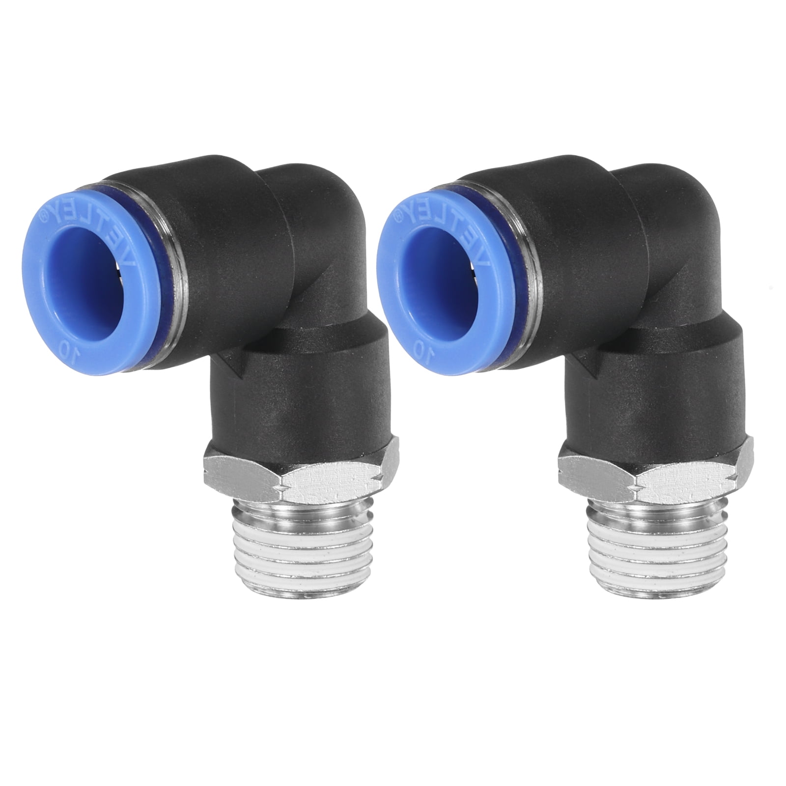 Uxcell 2pcs 90 Push to Connect Fittings G 10mm Tube OD x 1/4" NPT Male ...