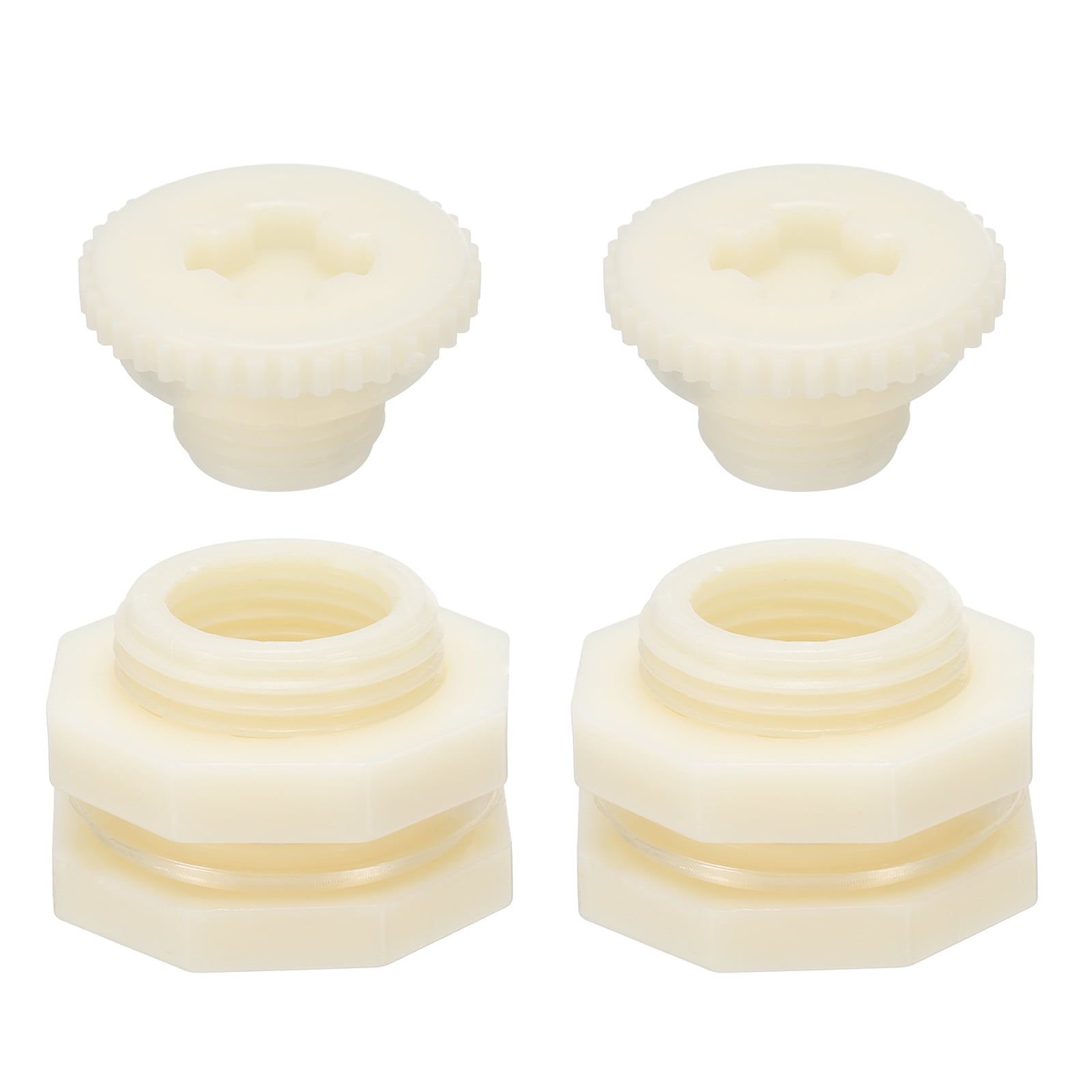 Uxcell 2pcs ABS Bulkhead Fitting G 1/2 Threaded Bulkhead Water Tank ...