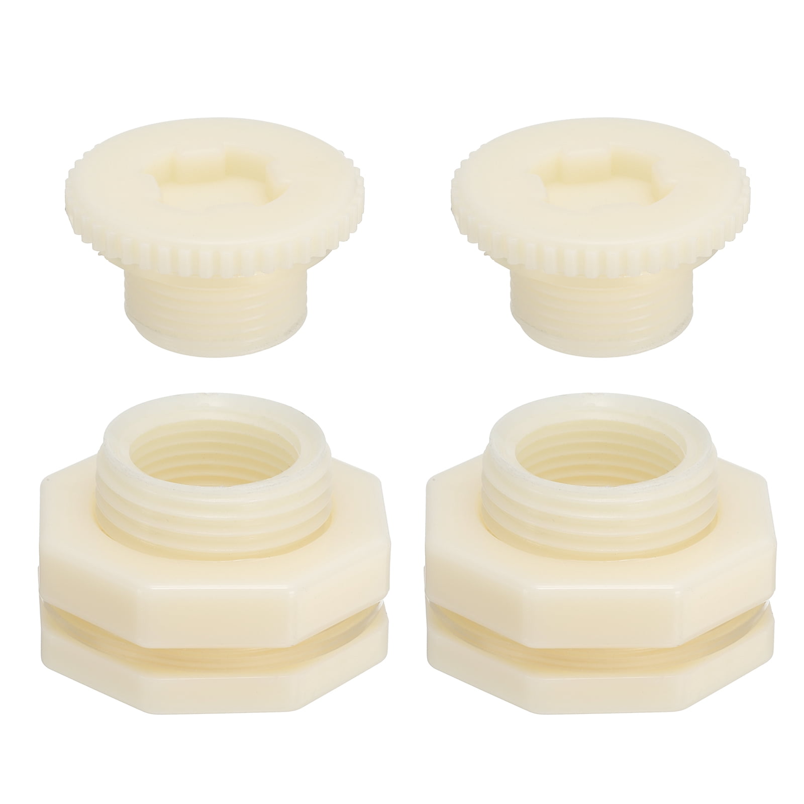 Uxcell 2pcs ABS Bulkhead Fitting G 3/4 Threaded Bulkhead Water Tank ...