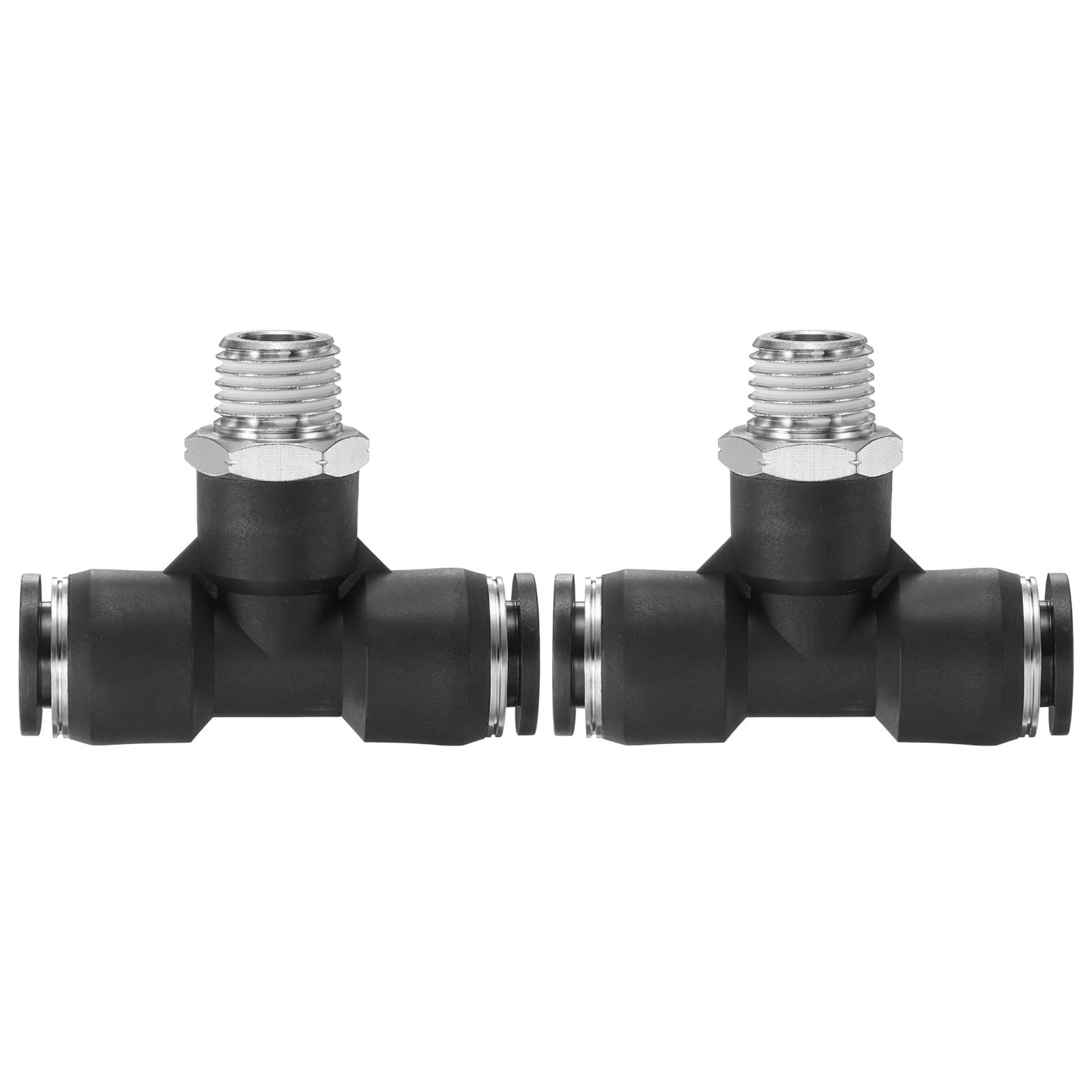 Uxcell 2pcs Air Line Fitting 3/8" Tube OD x NPT 1/4" Male Thread Push to Connect for Water Air ...