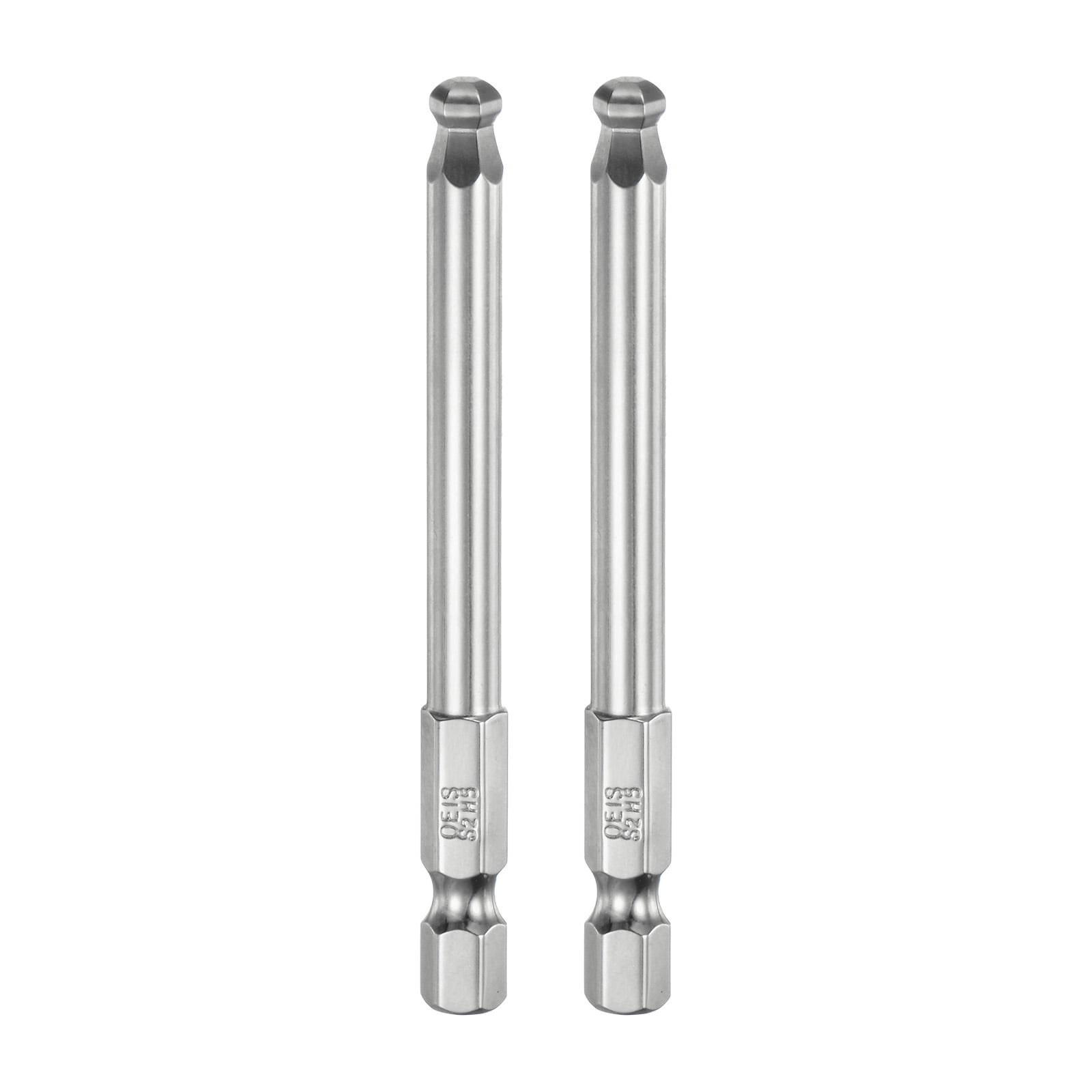 Uxcell 2pcs Ball End Hex Screwdriver Bit 5mm Size 1/4" Hex Shank 3 ...