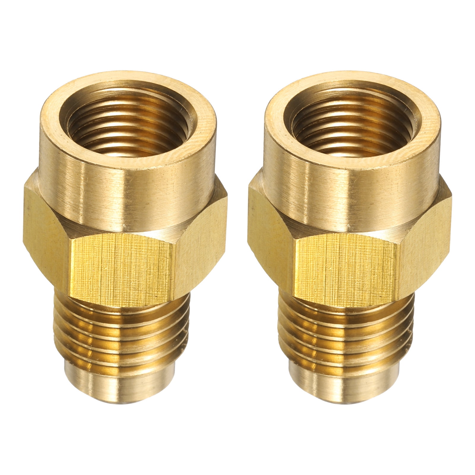 Uxcell 2pcs Brass Flare Tube Fitting 1/4" OD x 1/8" NPT Female Half Union Gas Adapter Flare ...