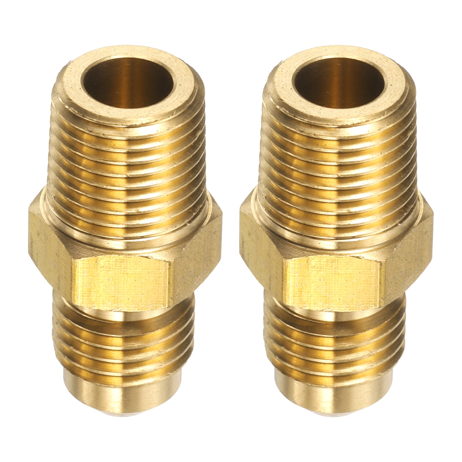 Uxcell 2pcs Brass Flare Tube Fitting 3/16" OD x 1/8" NPT Male Half Union Gas Adapter Flare Brass ...