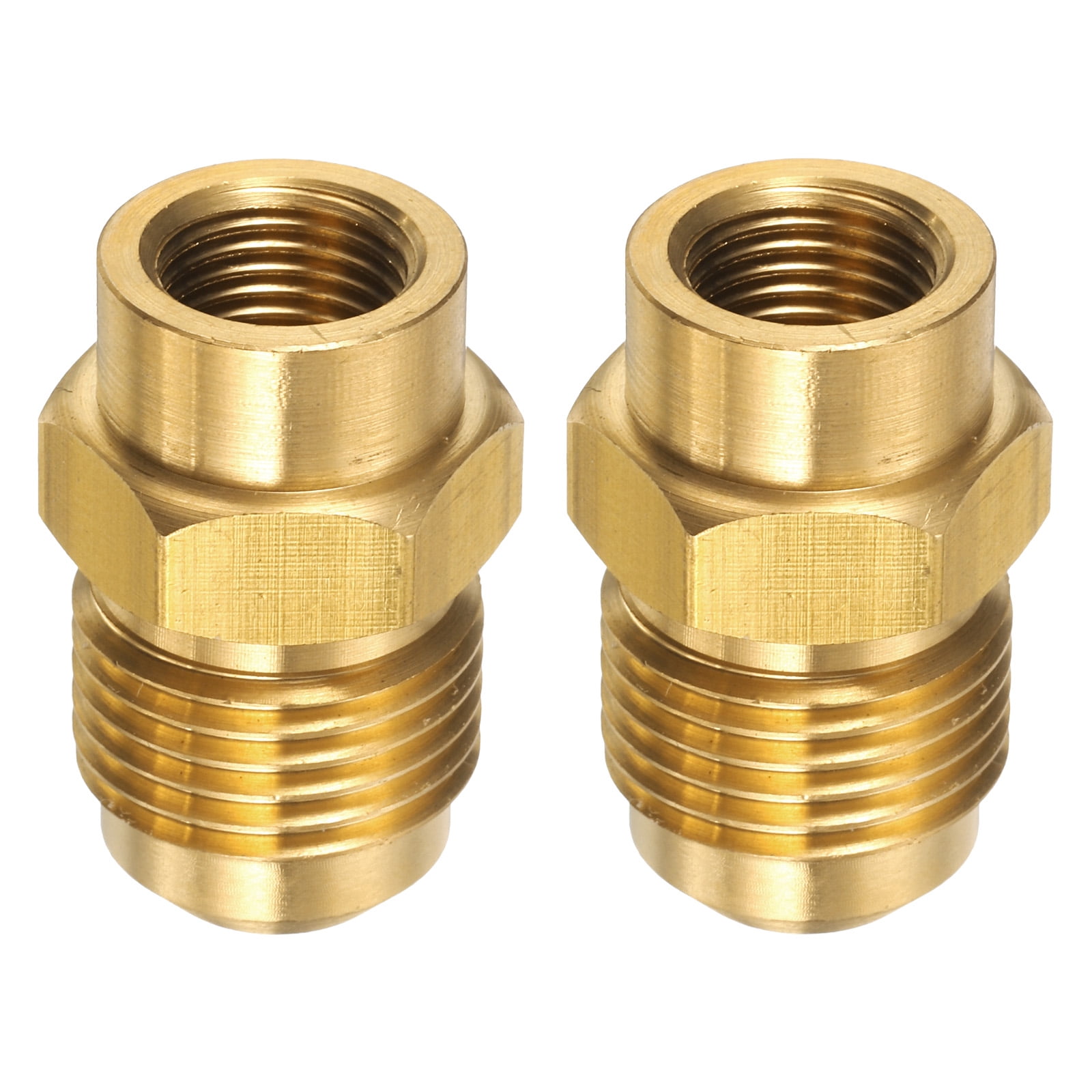 Uxcell 2pcs Brass Flare Tube Fitting 3/8" OD x 1/8" NPT Female Half Union Gas Adapter Flare ...