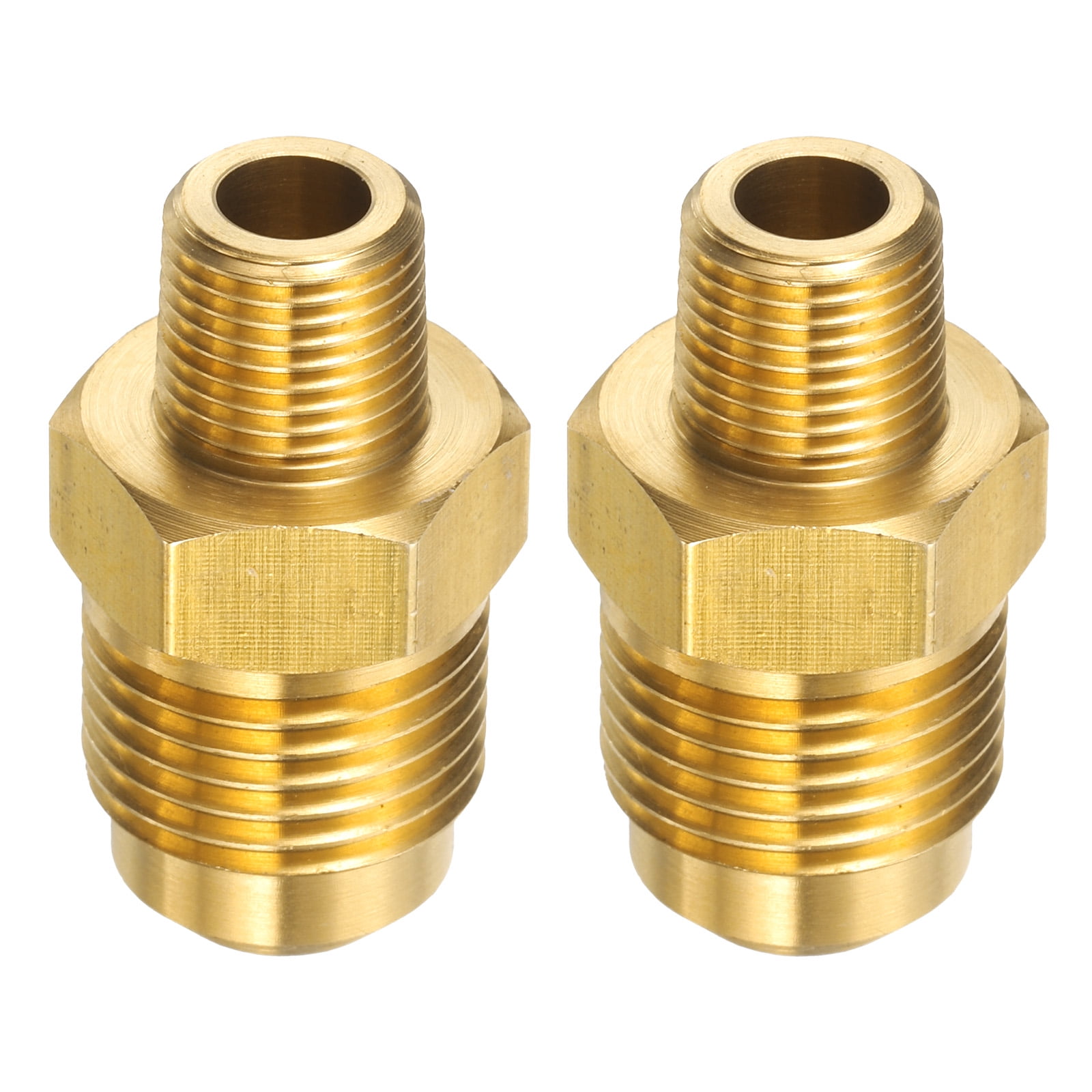 Uxcell 2pcs Brass Flare Tube Fitting 3/8" OD x 1/8" NPT Male Half Union Gas Adapter Flare Brass ...