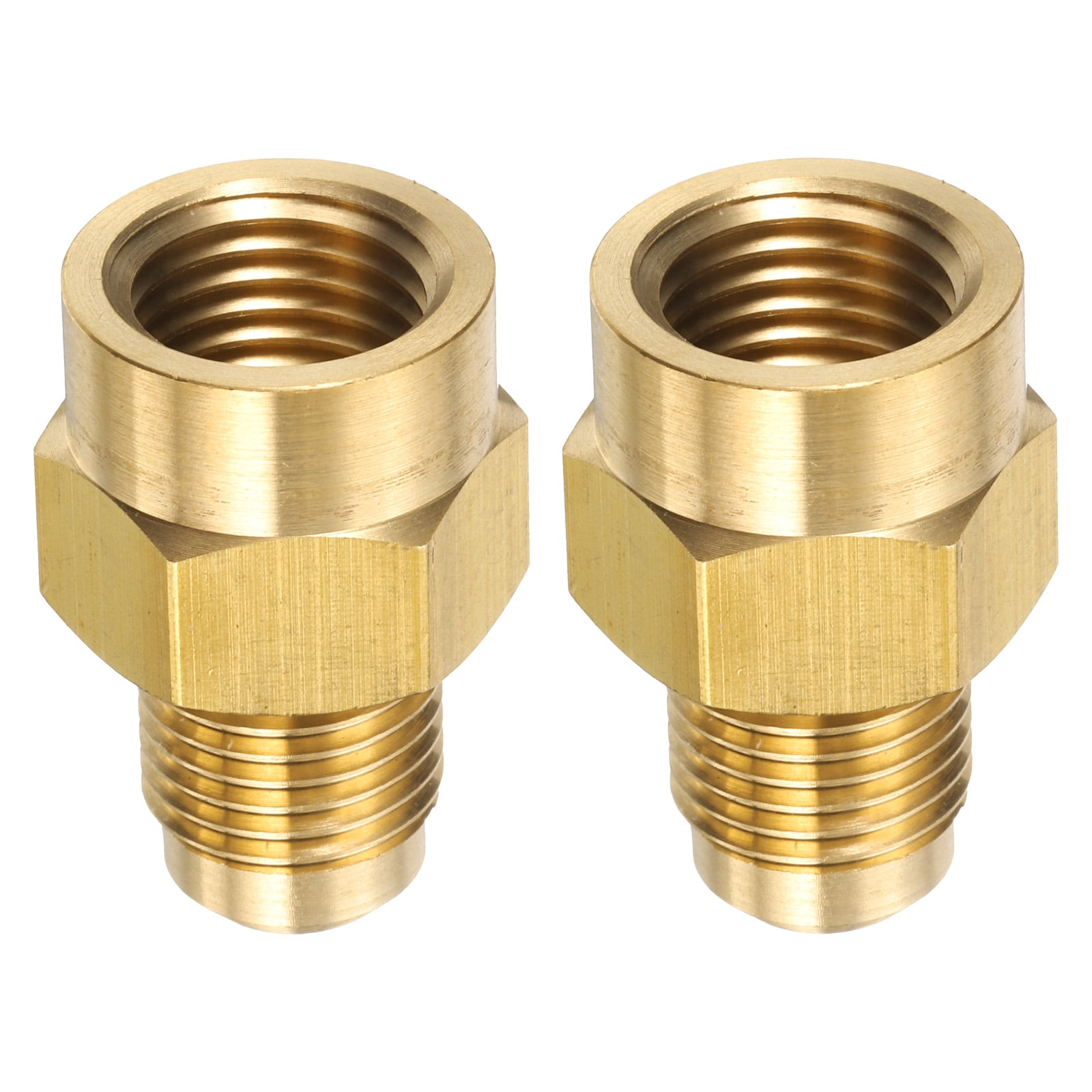 Uxcell 2pcs Brass Flare Tube Fitting 5/16" OD x 1/4" NPT Female Half Union Gas Adapter Flare ...