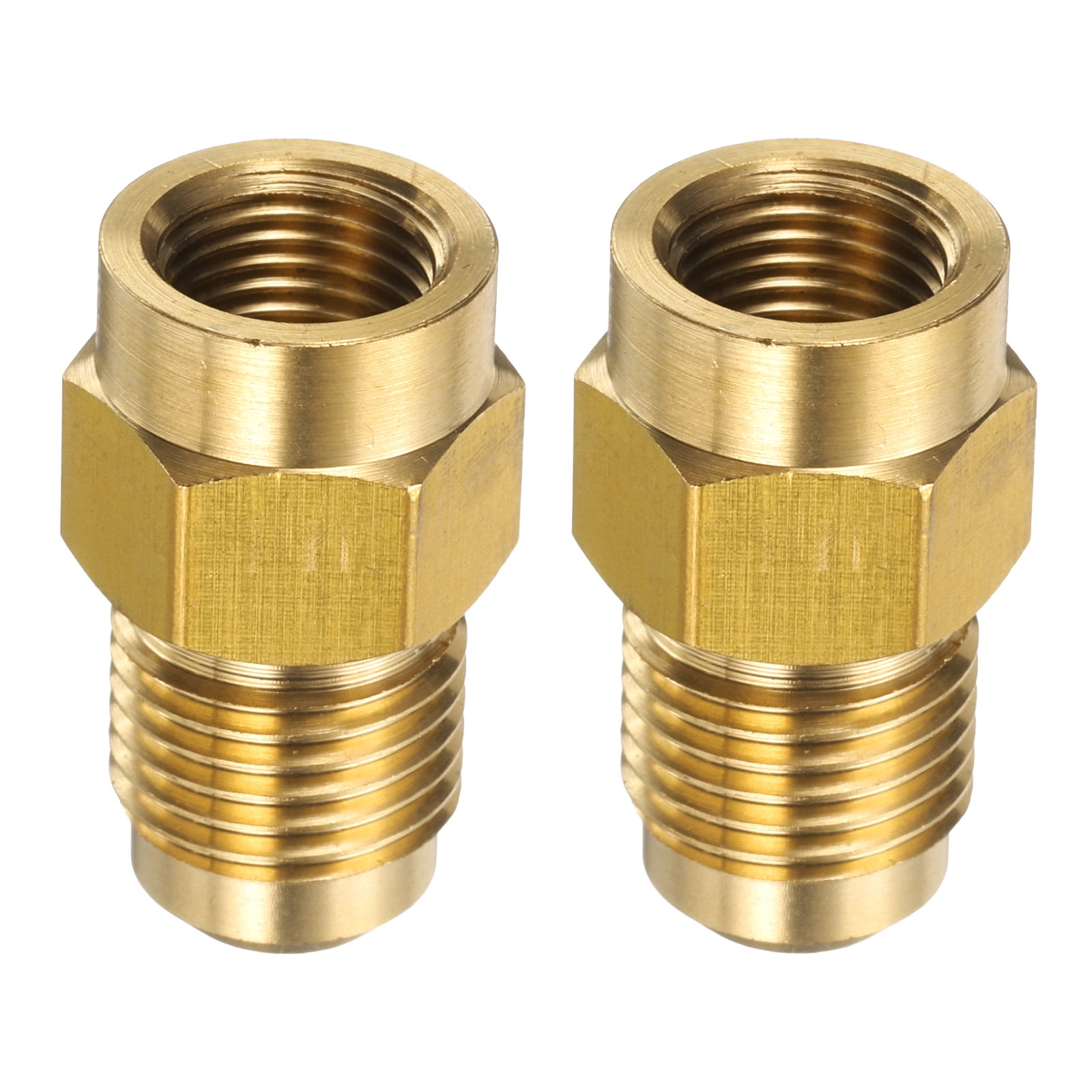 Uxcell 2pcs Brass Flare Tube Fitting 5/16" OD x 1/8" NPT Female Half Union Gas Adapter Flare ...