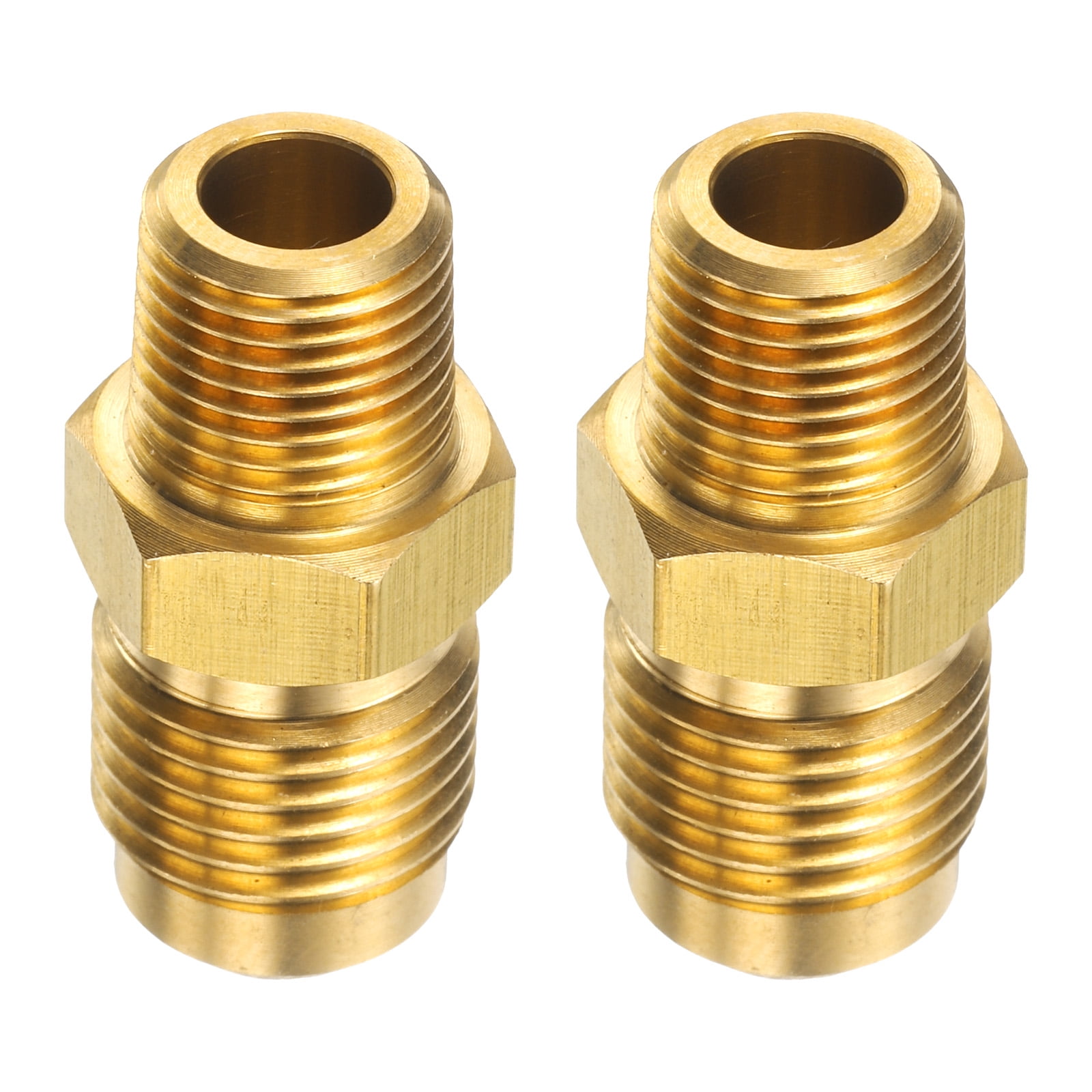 Uxcell 2pcs Brass Flare Tube Fitting 5/16" OD x 1/8" NPT Male Half Union Gas Adapter Flare Brass ...