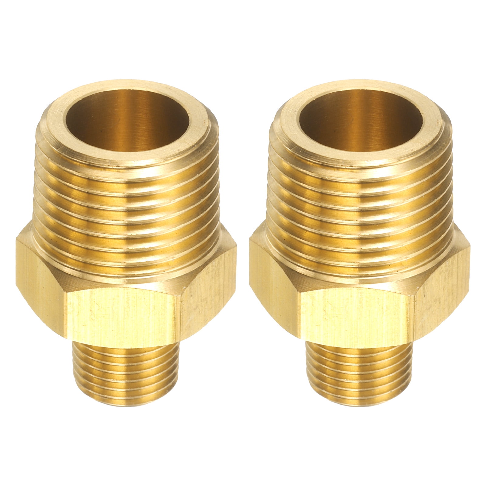 Uxcell 2pcs Brass Pipe Fitting 3/8" NPT x 1/8"NPT Male Brass Hex Nipple ...