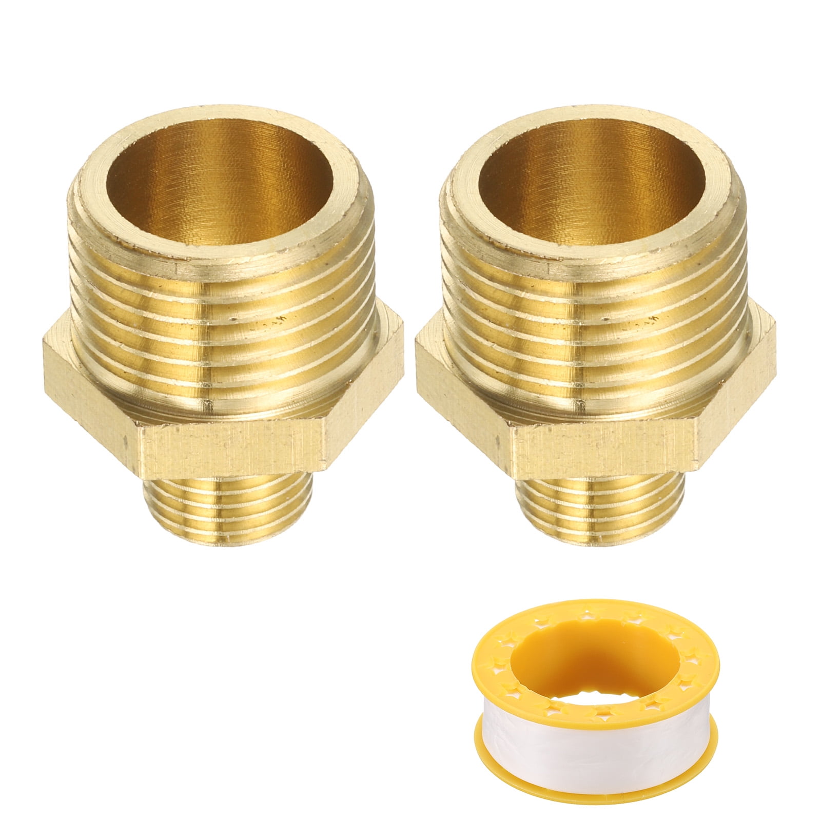 Uxcell 2pcs Brass Threaded Pipe Fitting G3/8 Male x G 1/8 NPT Male ...