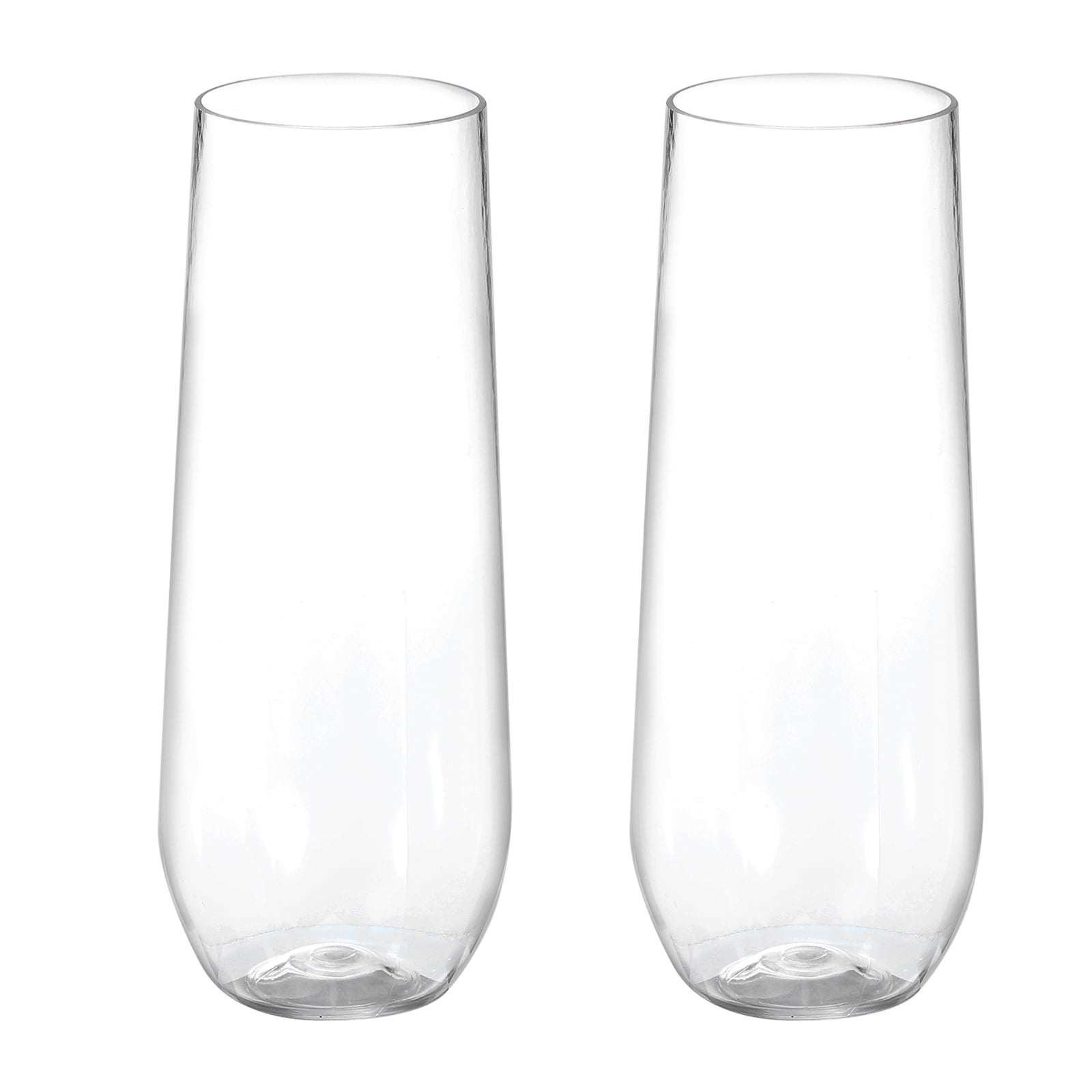 Uxcell 2pcs Champagne Flutes 9oz Transparent Stemless Champagne Glasses ...