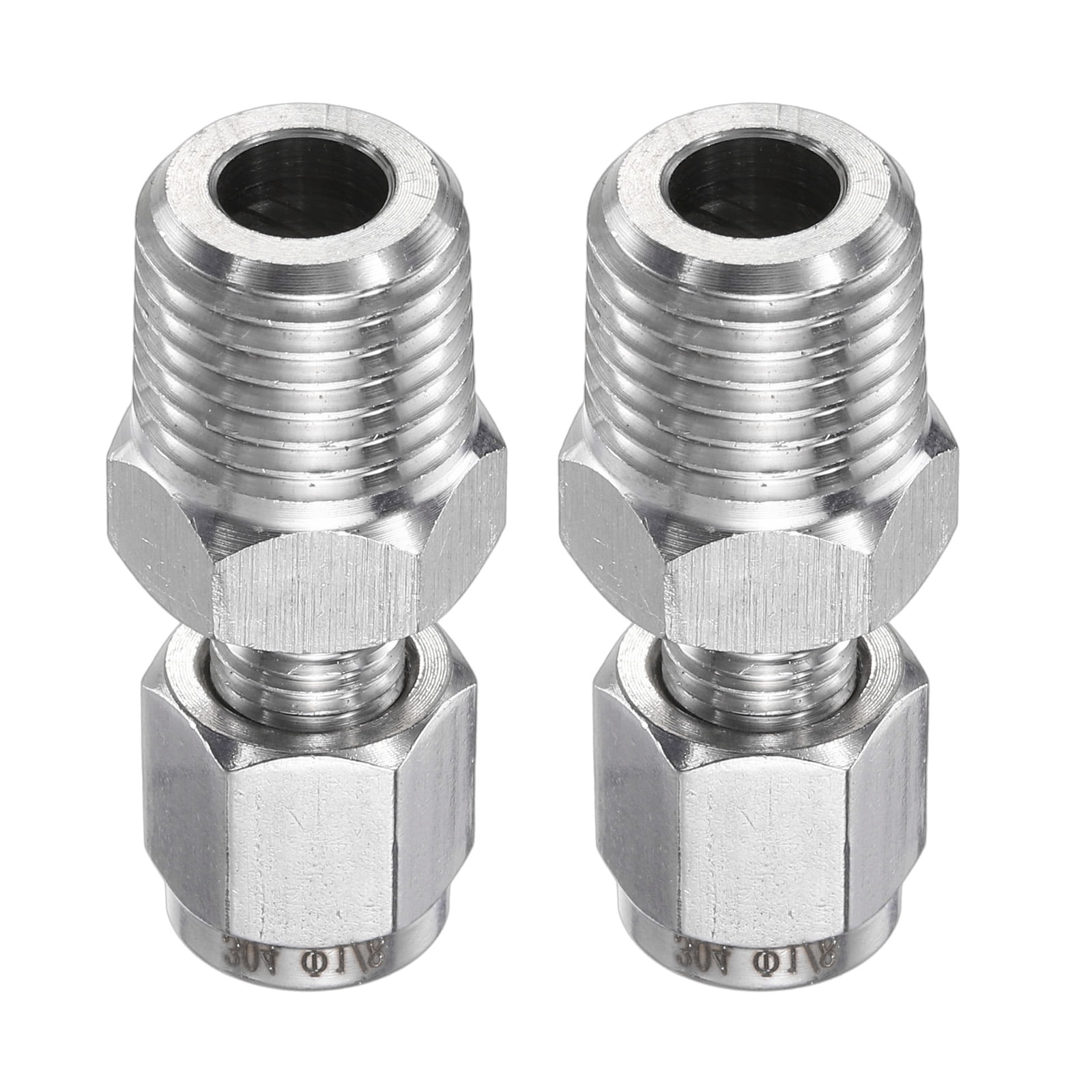 Uxcell 2pcs Compression Fitting 1/8" x 1/4" NPT Male Stainless Steel Coupler Adapter - Walmart.com