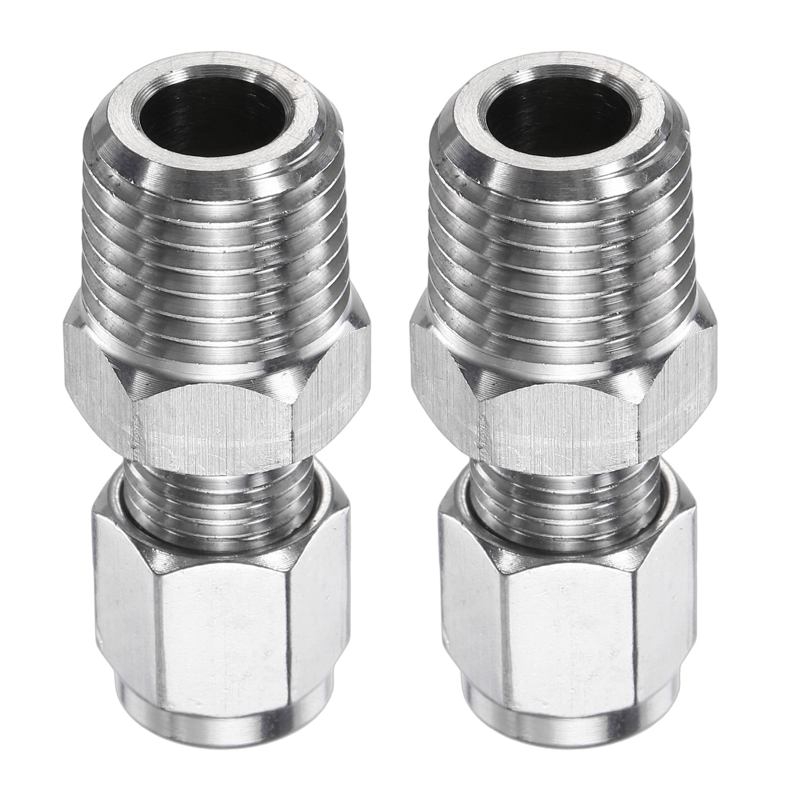 Uxcell 2pcs Compression Fitting 4mm OD x 1/4" NPT Male Stainless Steel Coupler Adapter - Walmart.com