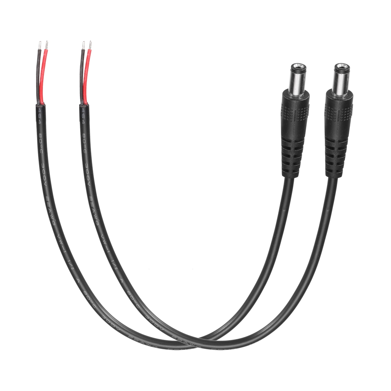 Uxcell 2pcs DC Power Pigtails Cable, 5.5mm x 2.5mm Male Barrel Plug ...