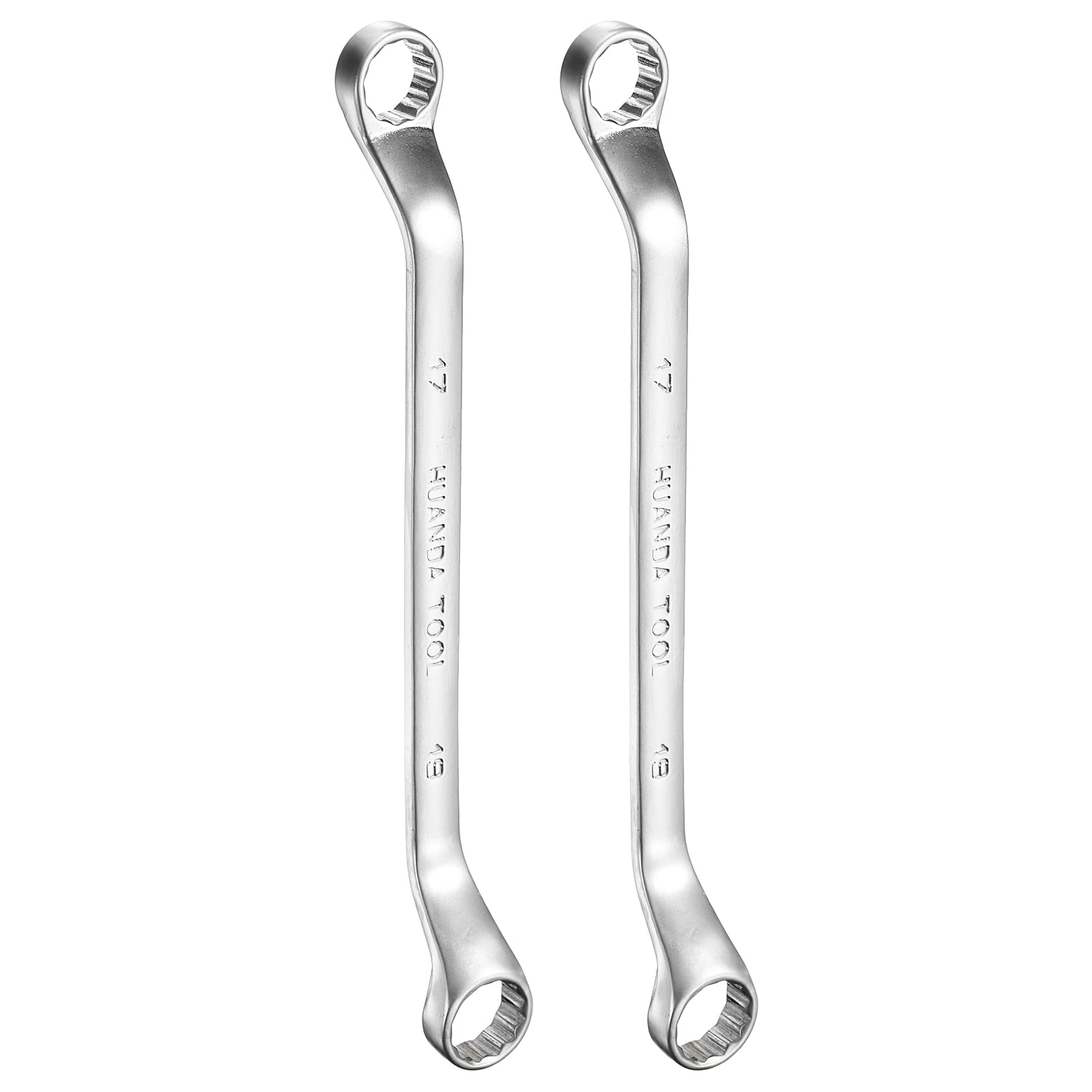 Uxcell 2pcs Double End Box Wrench 17 x 19mm CR-V 45 Degree Offset Box ...