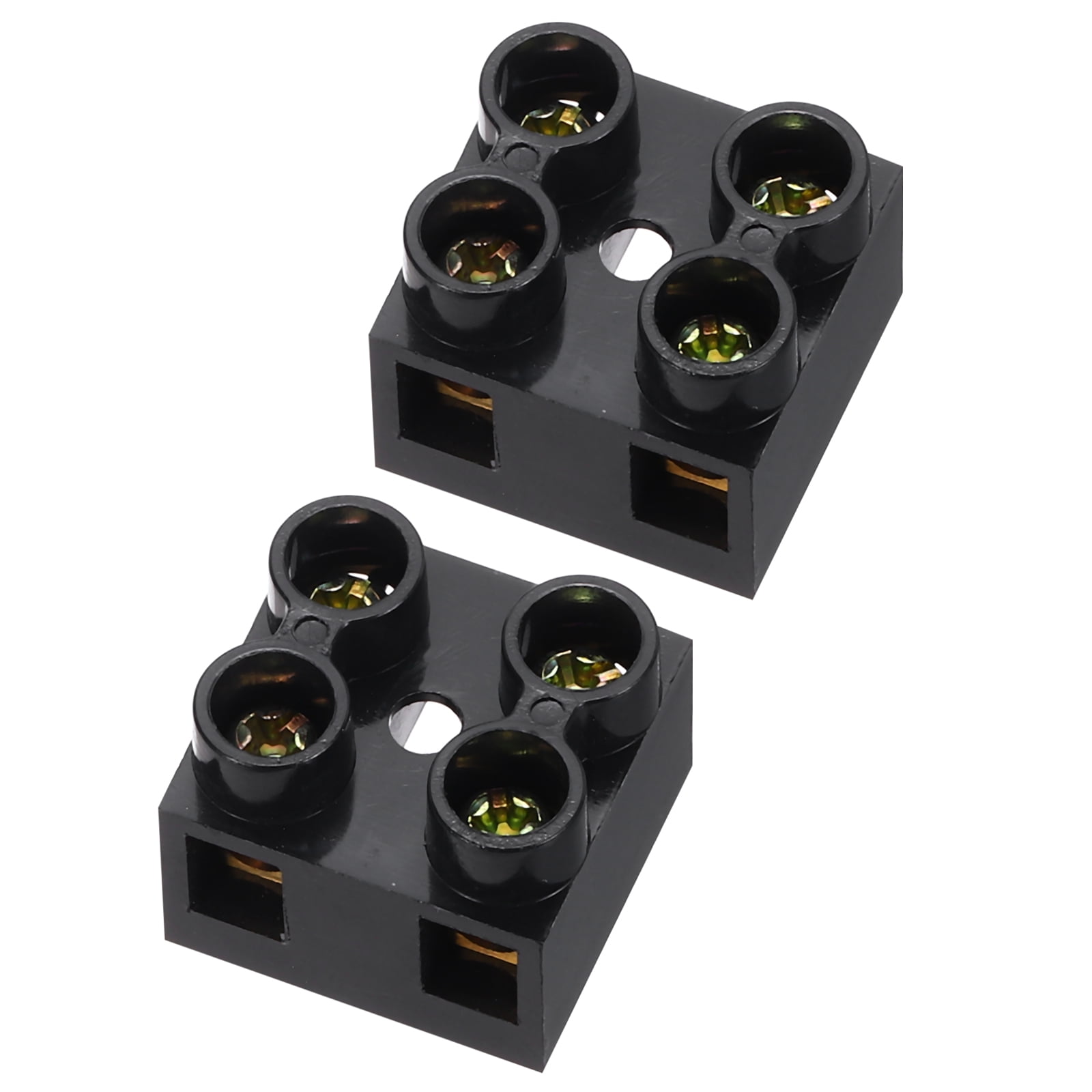 Uxcell 2pcs Dual Row Terminal Block, 2 Positions 500V 20A Screw Terminals Strip, Cable Barrier ...