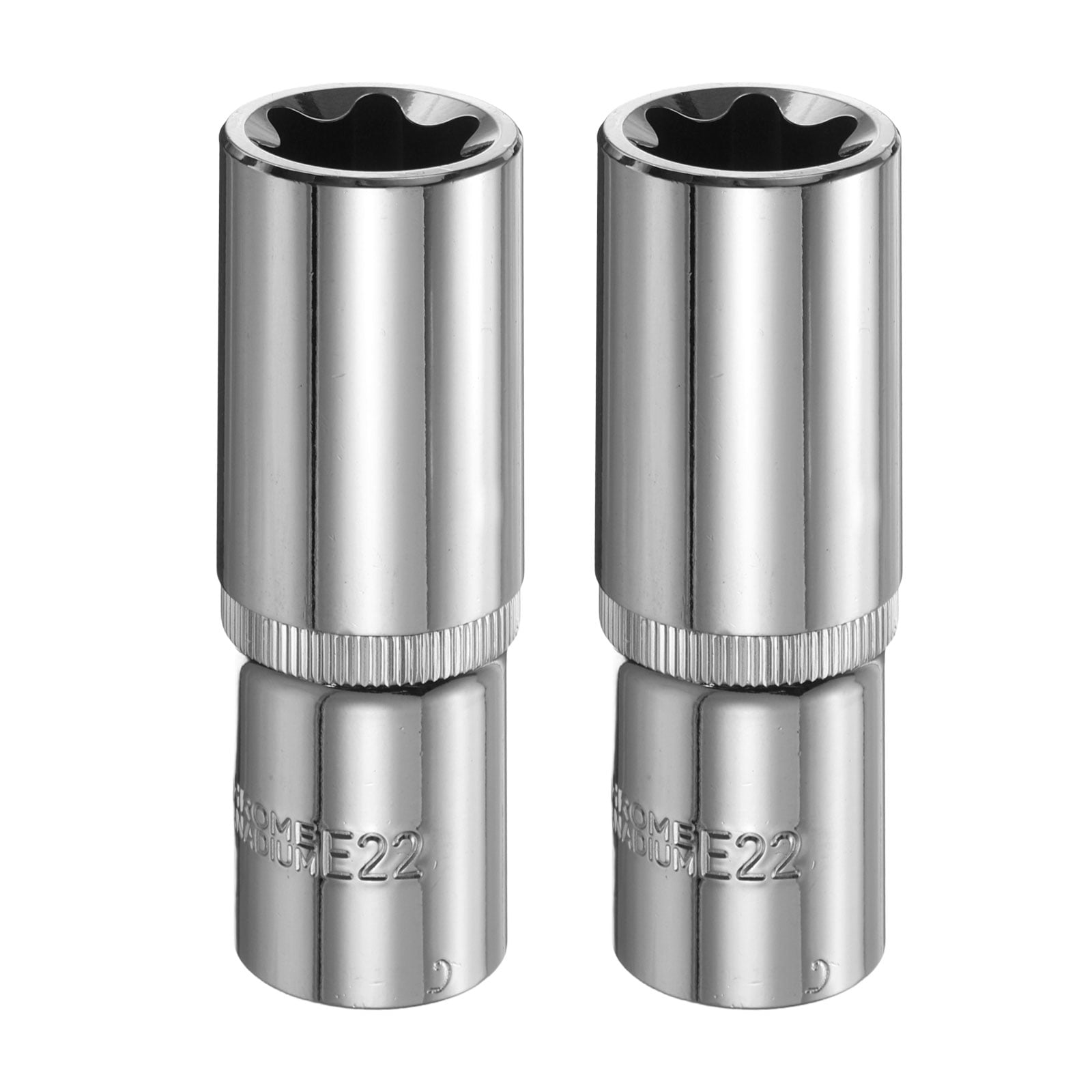 Uxcell 2pcs E-Torx Socket 1/2" Drive E22 Star 3.1" Length 6 Point ...